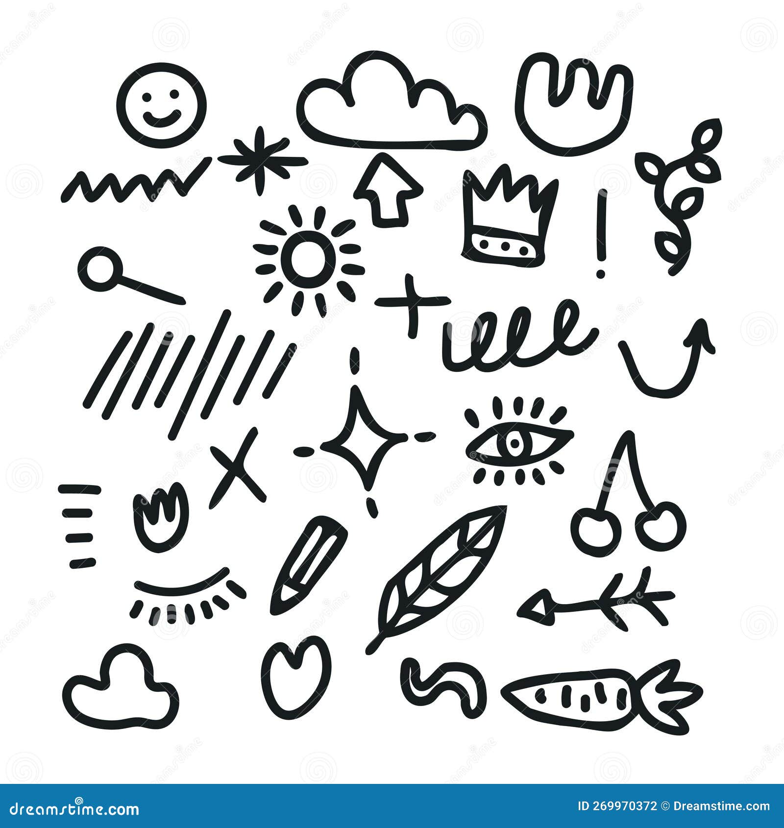 Doodle elements set stock vector. Illustration of decorative - 269970372