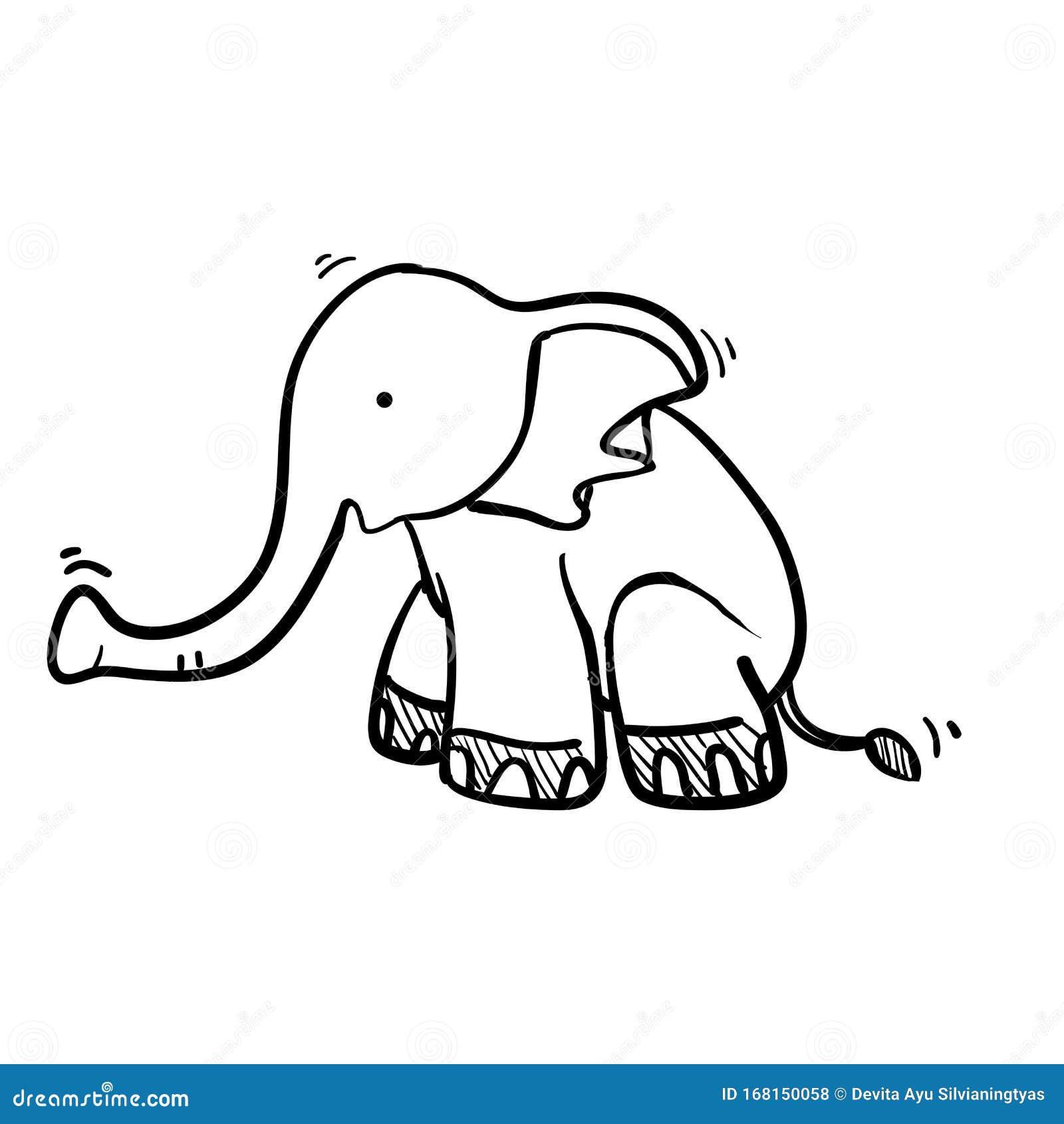 Doodle Elephant Illustration Vector Stock Vector - Illustration of ...