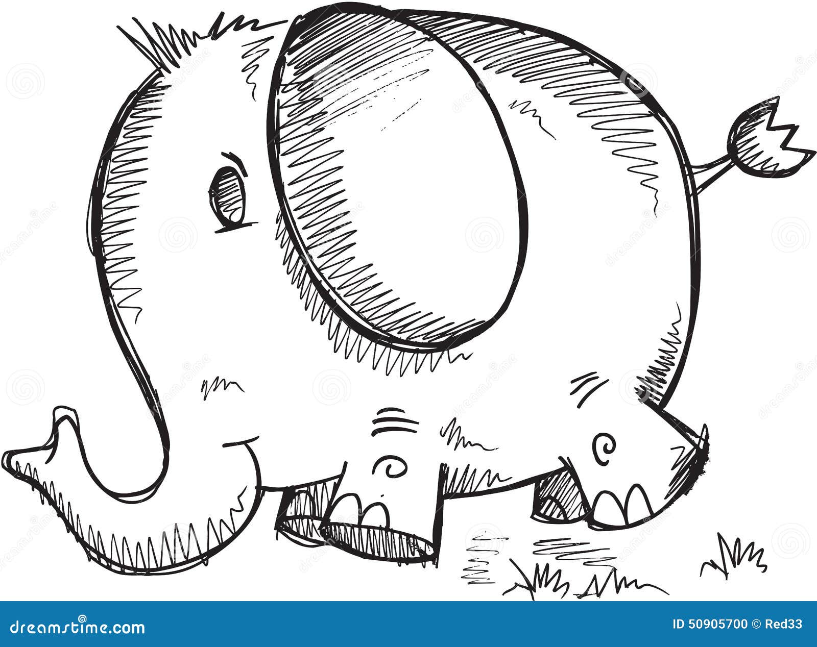 Doodle Elephant Vector stock vector. Illustration of safari - 50905700