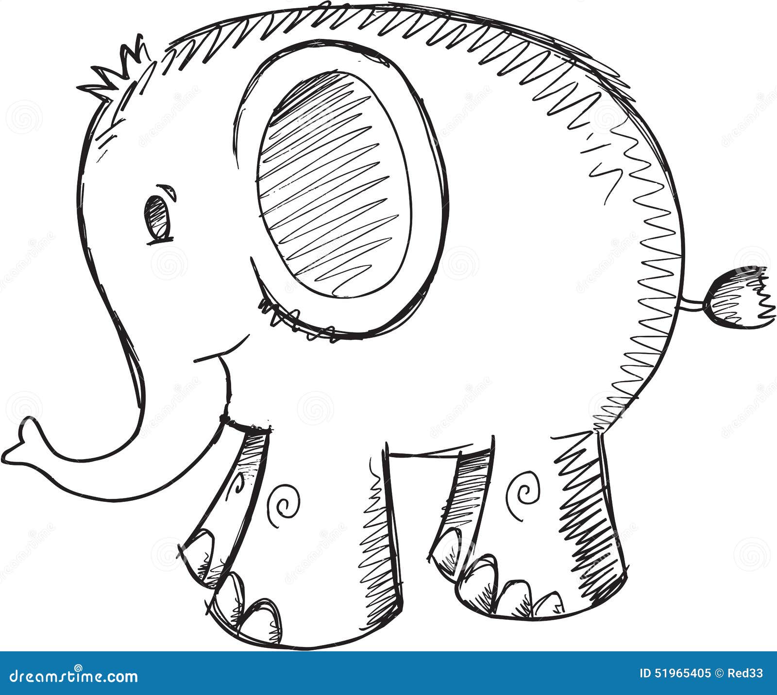 Doodle Elephant Vector stock vector. Illustration of drawing - 51965405