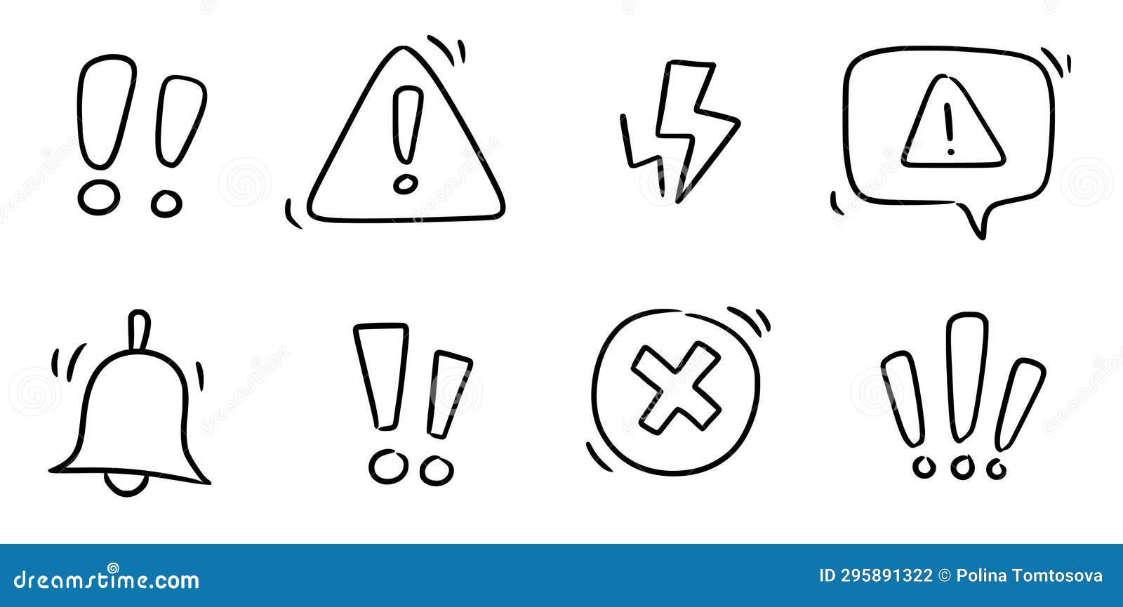 Doodle Exclamation Mark, Alert Danger Sign Set. Scribble Hand Drawn ...