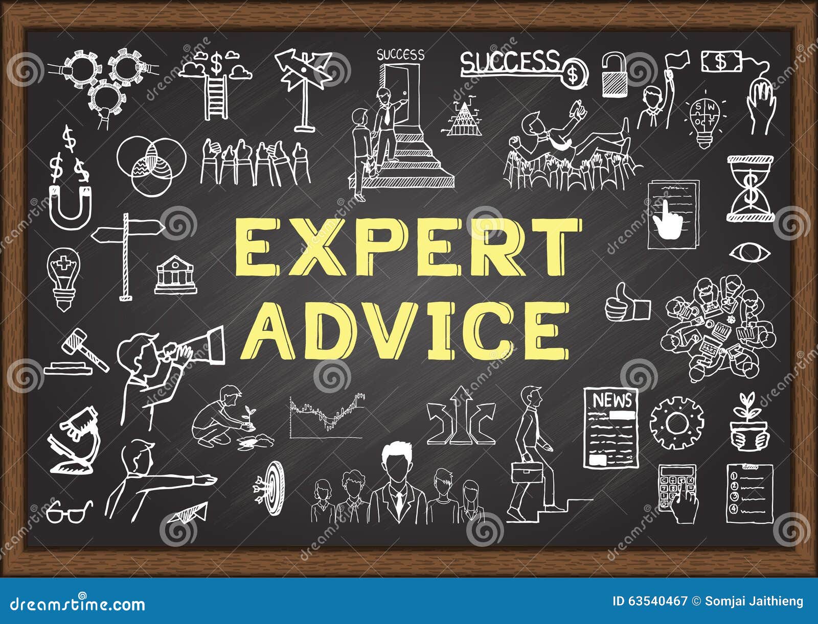 Doodle about Expert Advice on Chalkboard Stock Vector - Illustration of ...