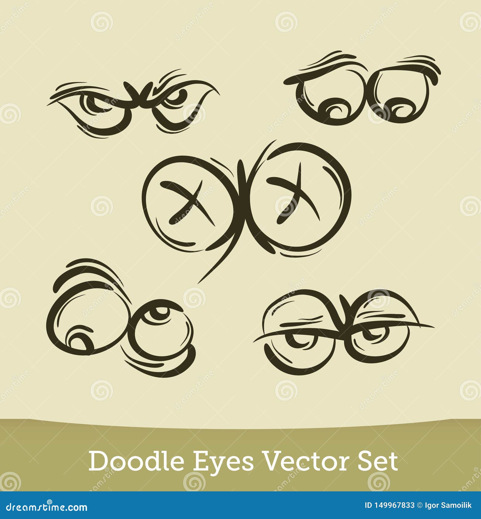 Doodle Eyes Set Isolated on White Background. Vector Stock Vector ...