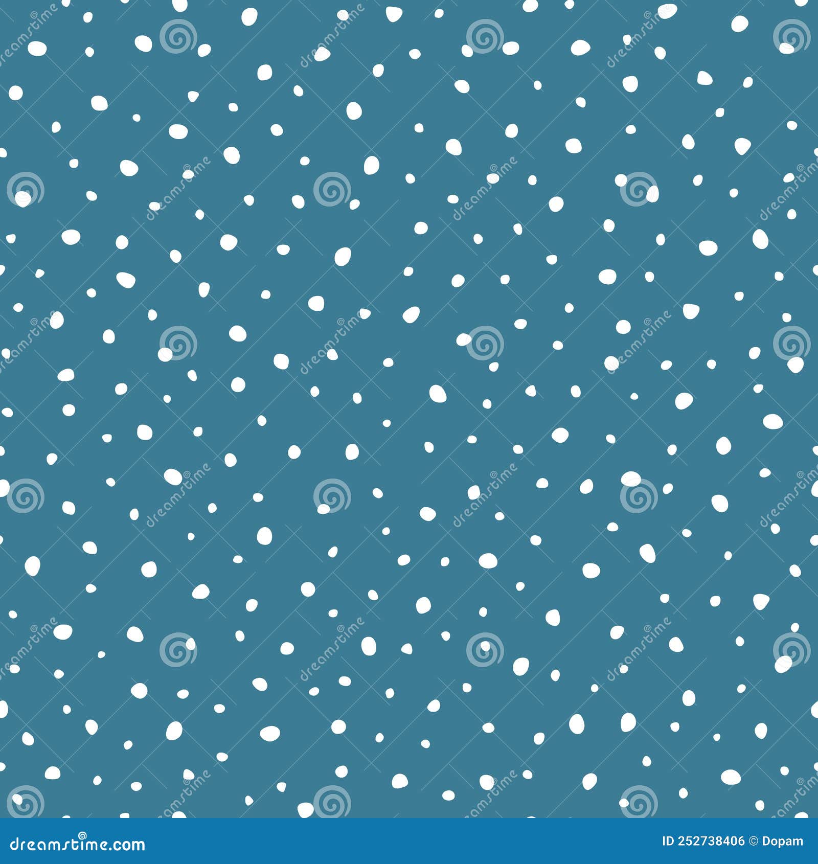 Doodle Falling Snow on Navy Blue Sky Background. Vector Hand Drawn ...