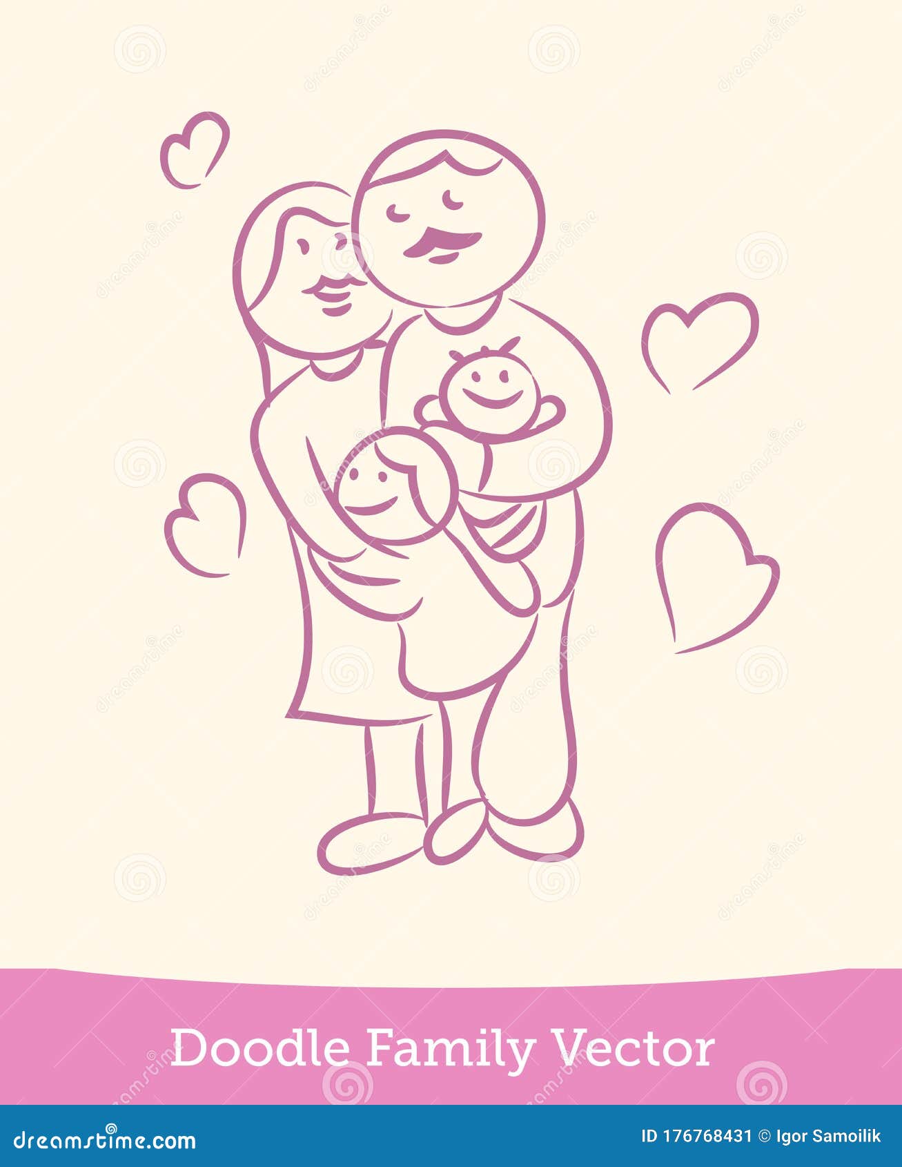 Doodle Family Isolated on White Background. Vector Stock Vector ...