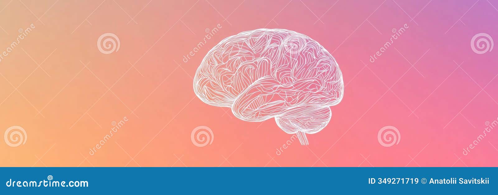 Doodle Features a Human Brain Outlined in White Lines Set Against a ...