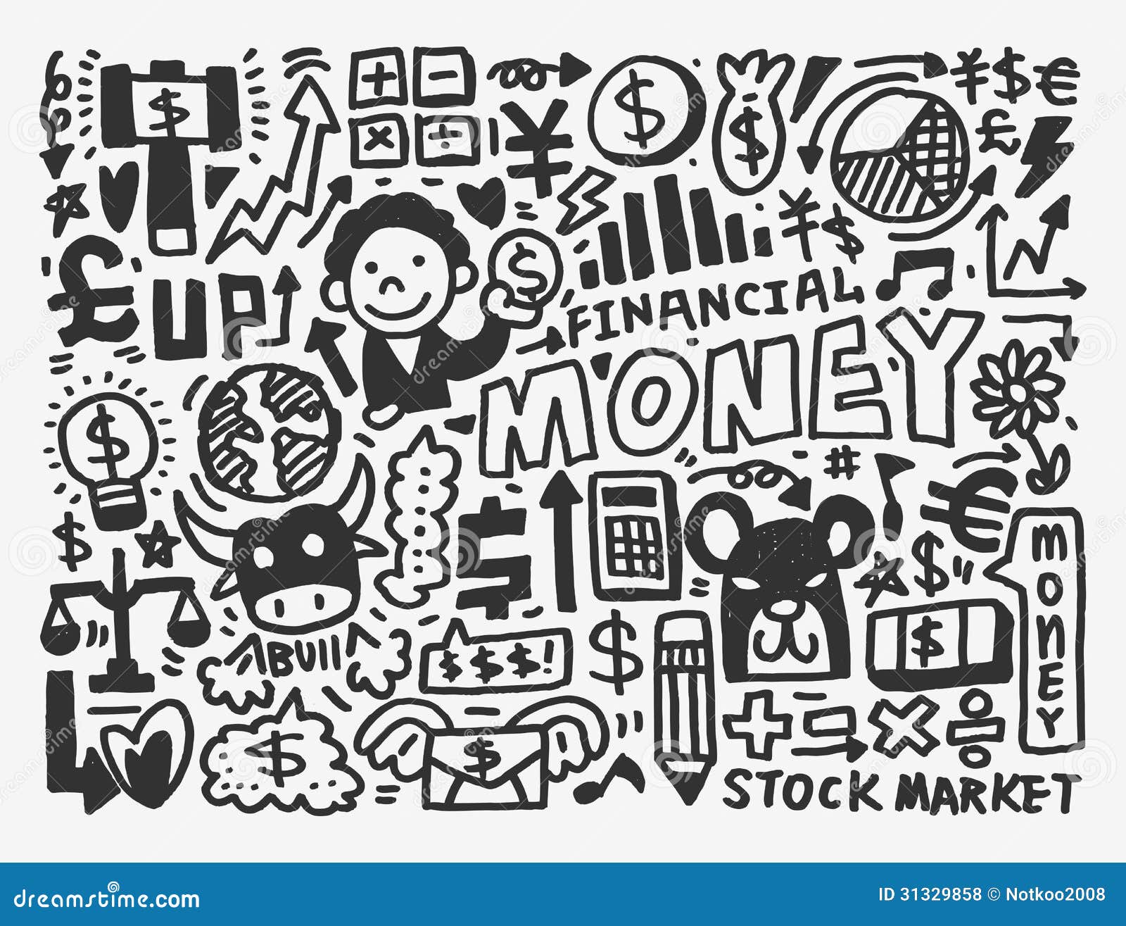 Doodle Finance pattern stock vector. Illustration of currency - 31329858