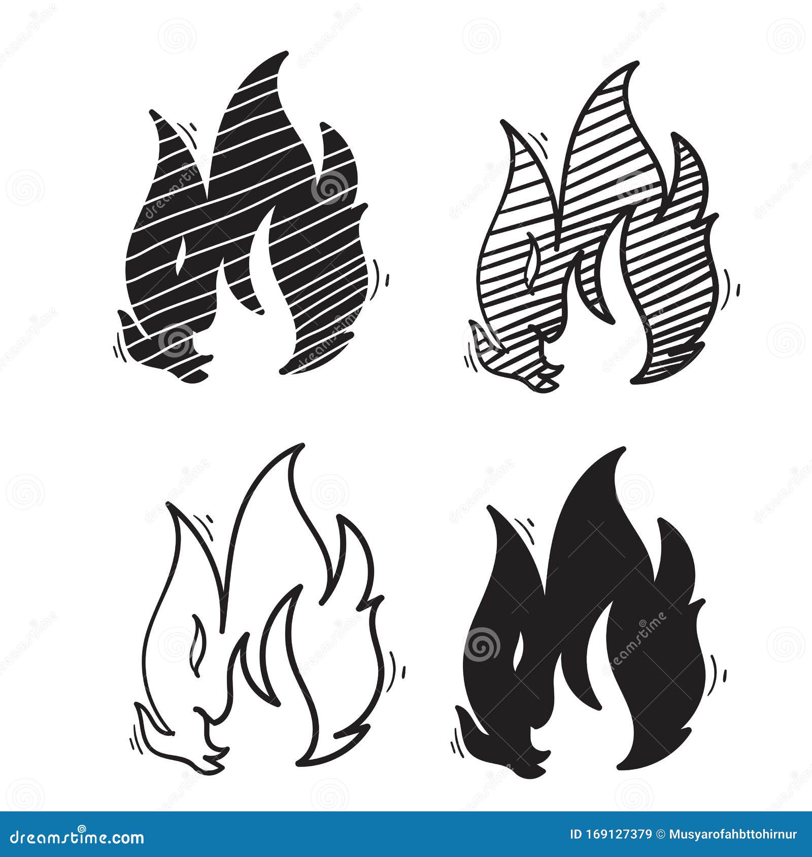 Doodle Fire Illustration with Different Unique Shape Hand Drawn Style ...