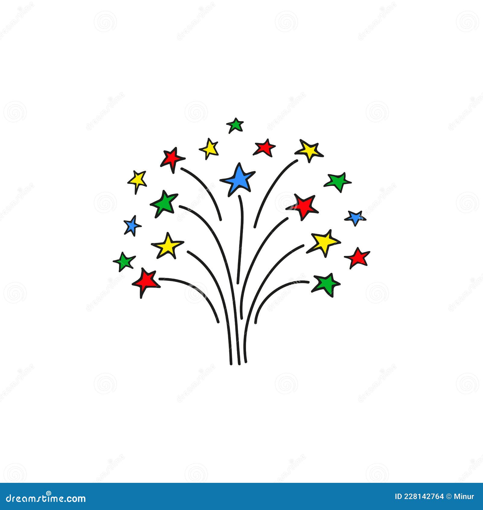 Doodle Firework with Stars. Stock Vector - Illustration of happy ...