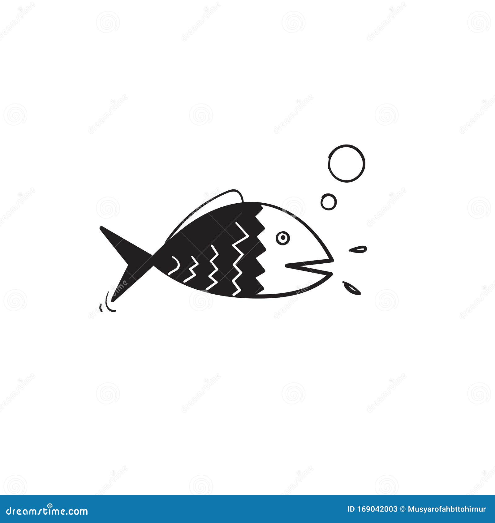 Doodle Fish Illustration Hand Drawn Style Isolated Stock Vector ...