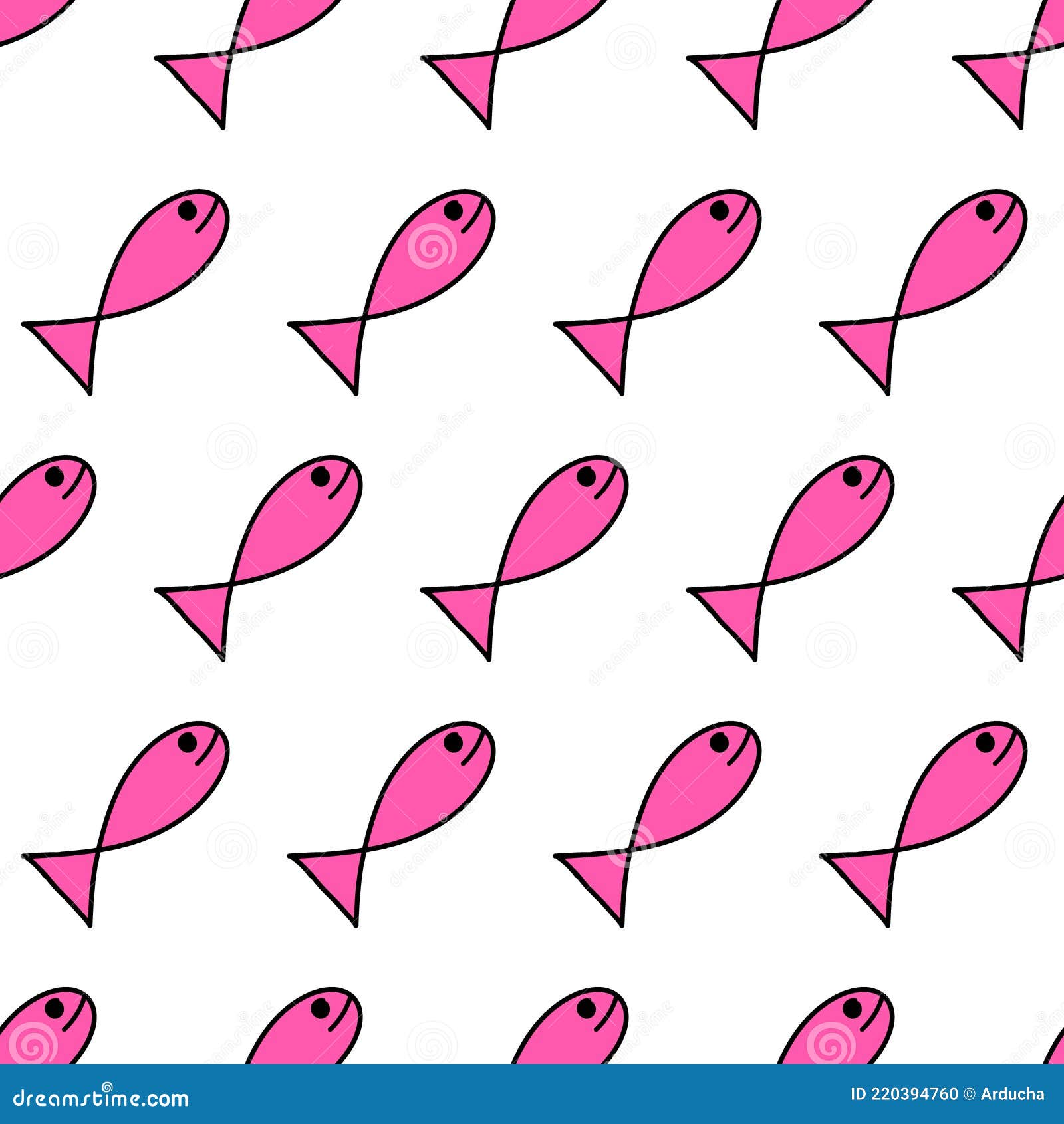 Doodle Fish Seamless Repeat Pattern. Background Illustration Stock ...