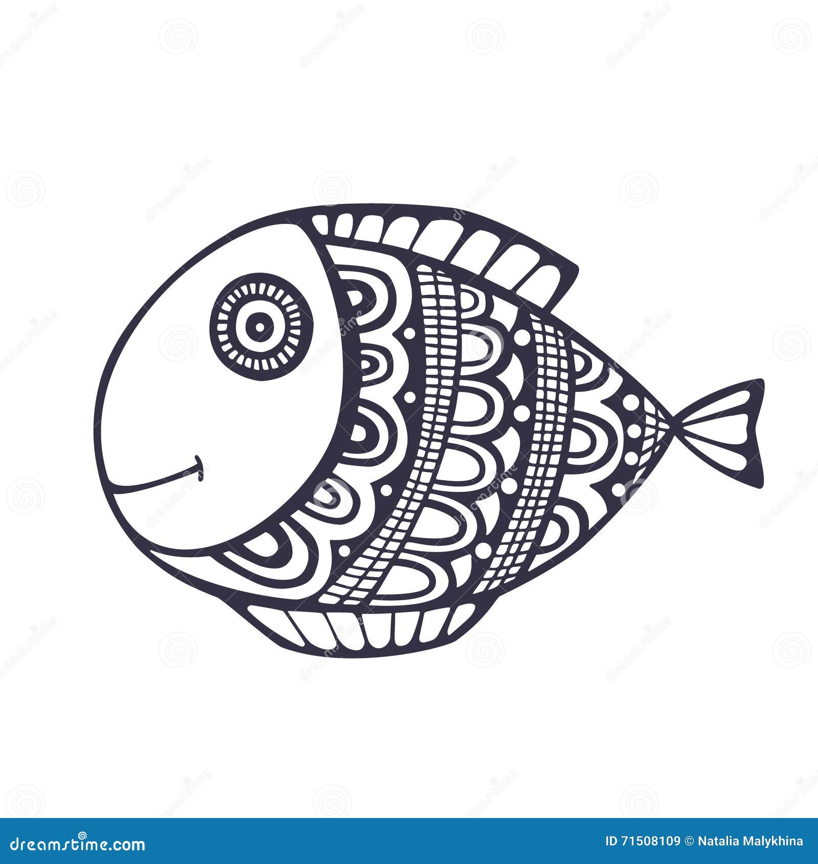 Doodle fish vector stock vector. Illustration of seafood - 71508109