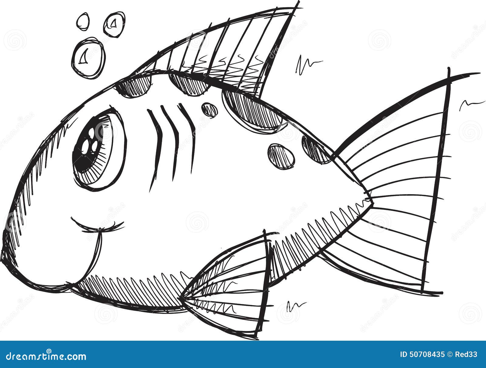 Doodle Fish Vector stock vector. Illustration of drawing - 50708435