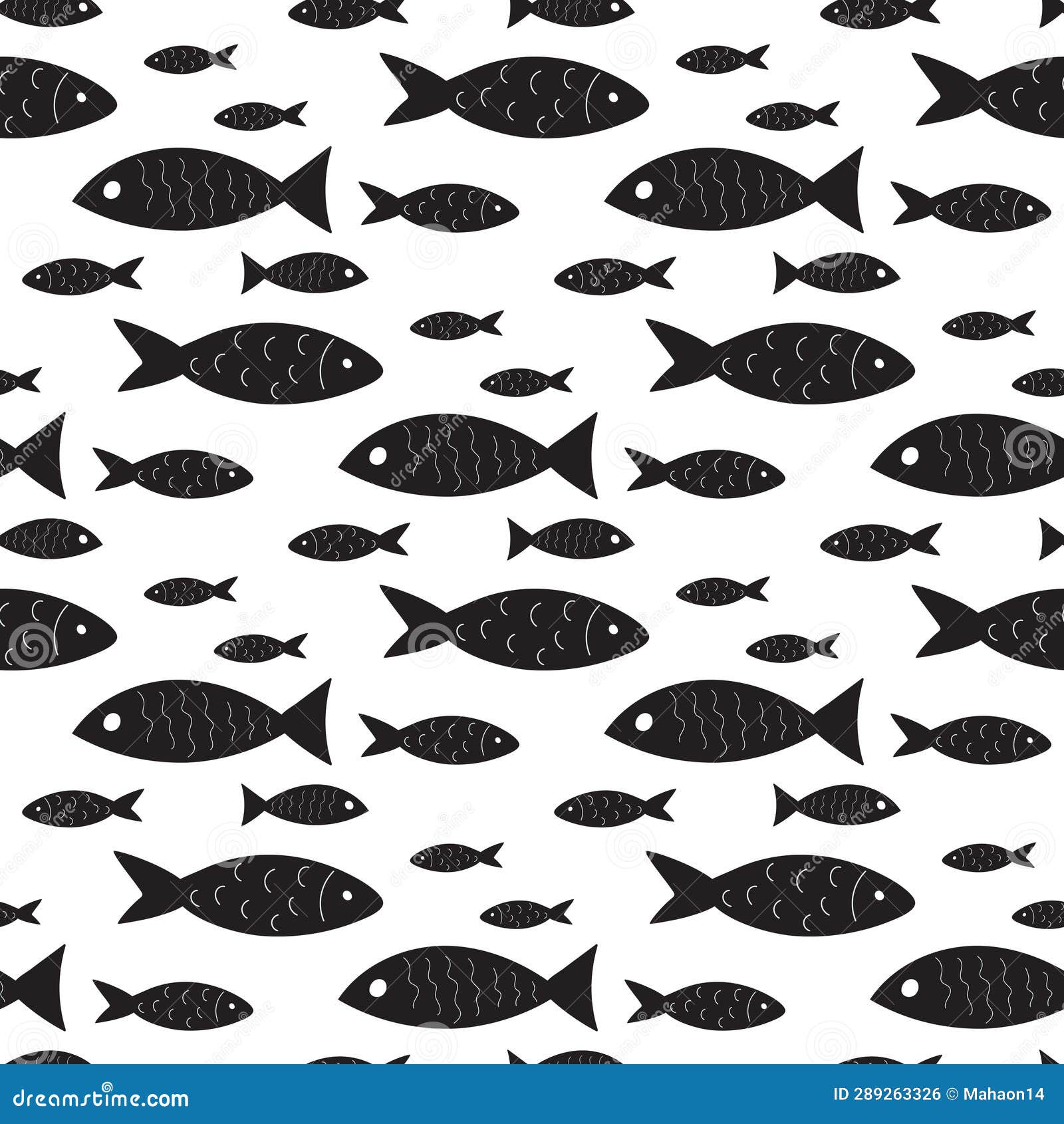 Doodle Fishes Collection. Coloring Book Page Cartoon Vector ...