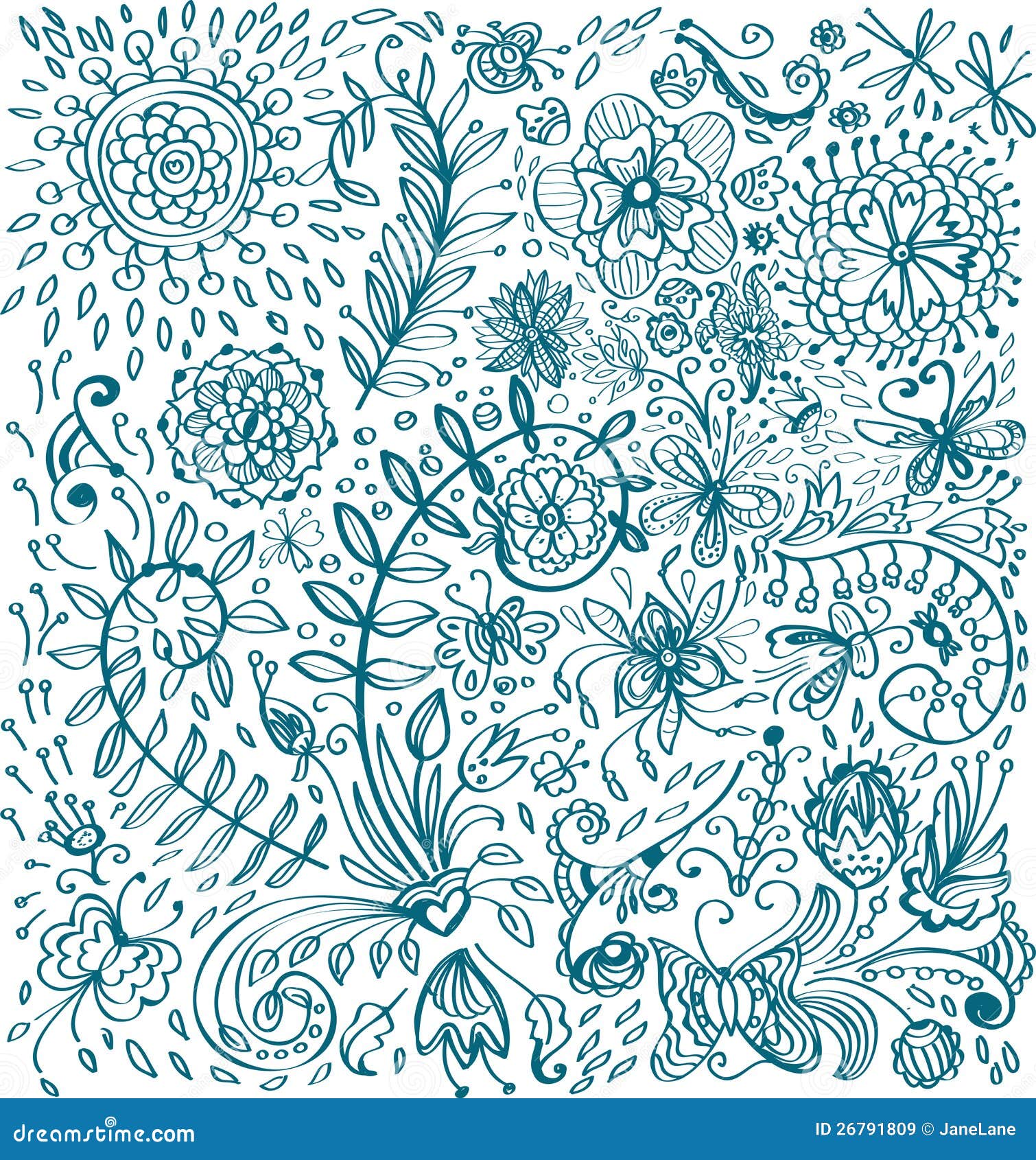 Doodle Floral Pattern Vector Illustration | CartoonDealer.com #88626360