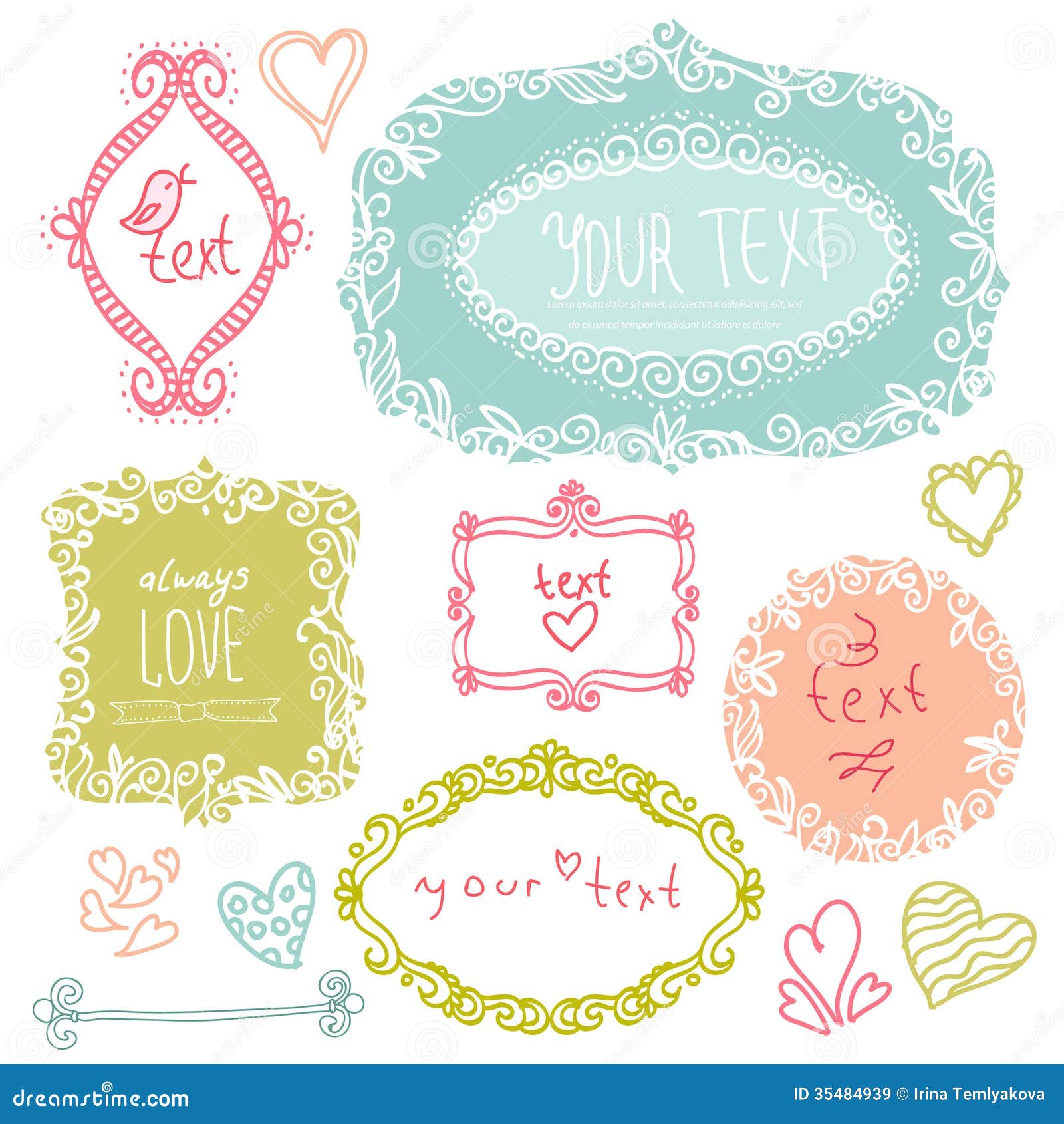 Doodle floral label stock vector. Illustration of flower - 35484939