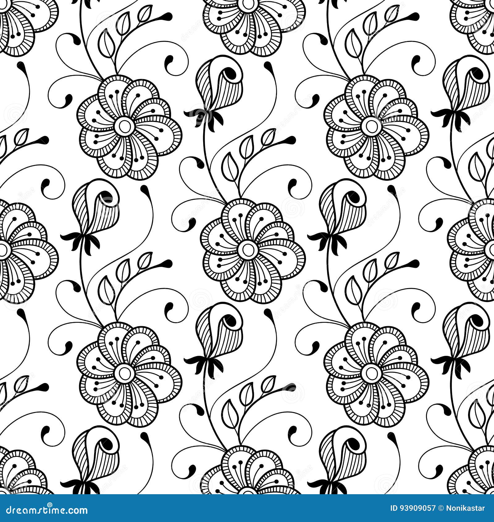 Doodle Floral Seamless Pattern Stock Vector - Illustration of ...