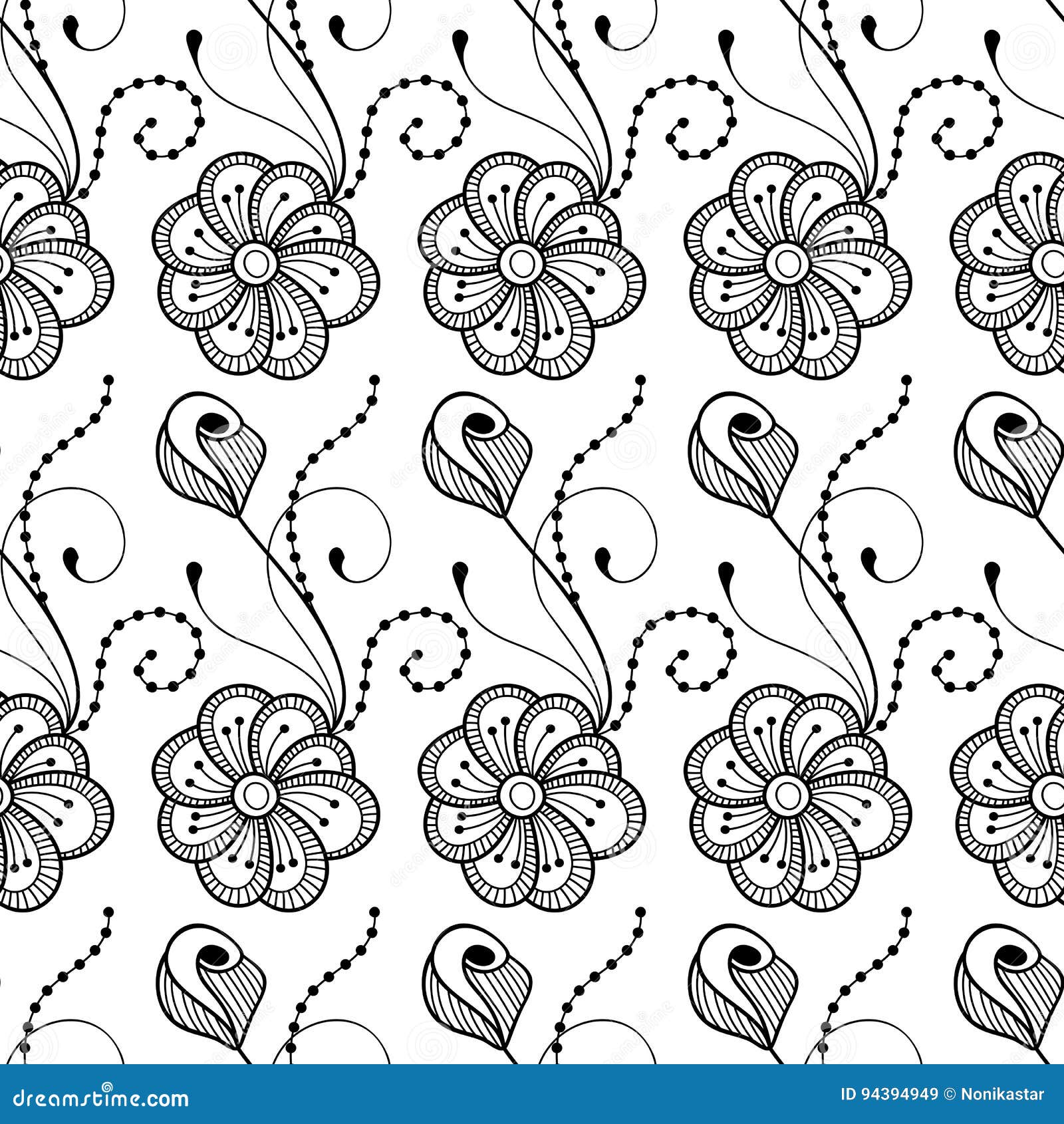 Doodle Floral Seamless Pattern Stock Vector - Illustration of booking ...