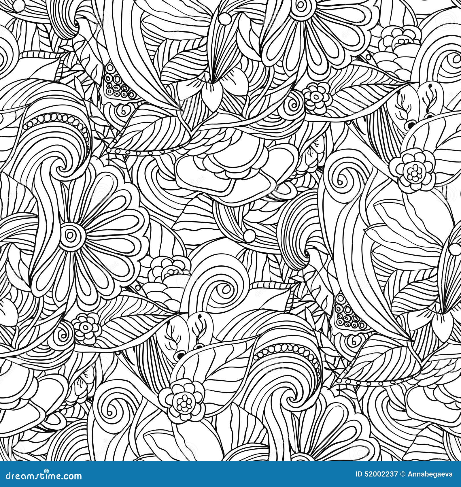 Doodle Floral Seamless Pattern Stock Vector - Illustration of painting ...