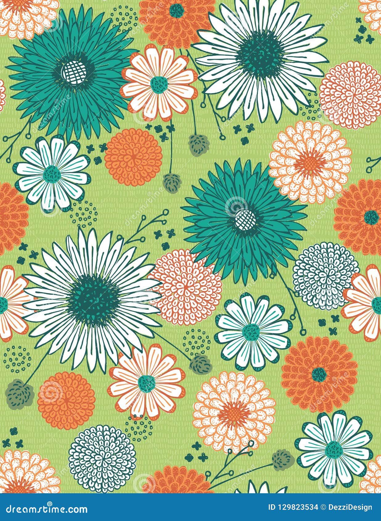 Doodled Fall Floral Seamless Vector Repeating Pattern Stock ...