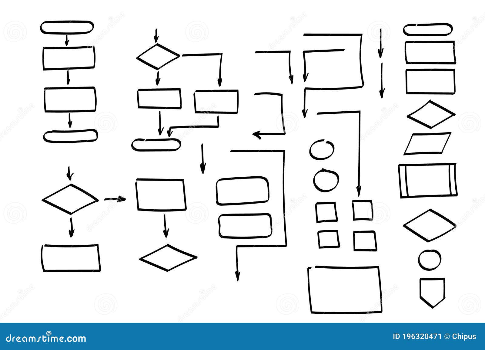 Doodle Flowchart Shapes. Doodle Symbols. Pointer Icons. Vector ...