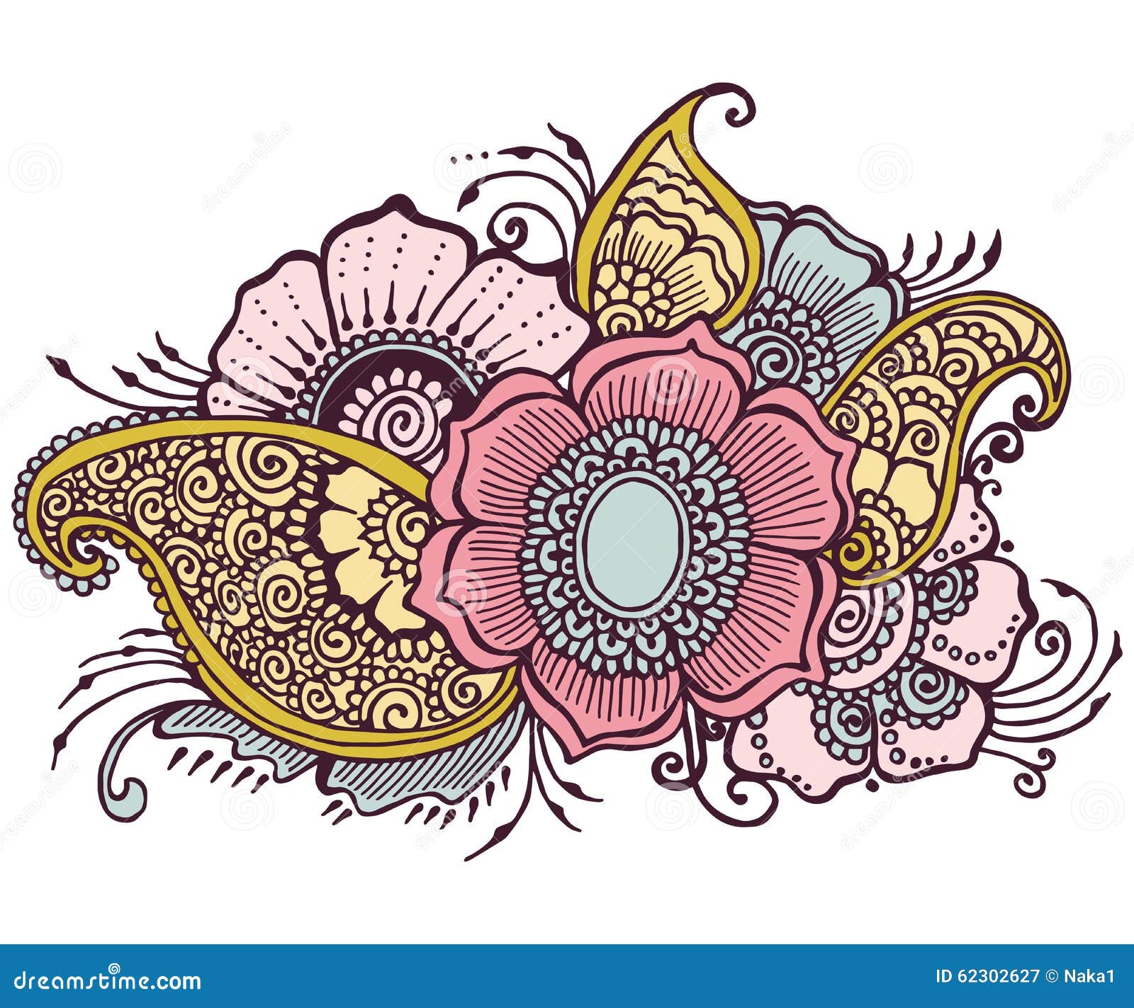Doodle Flowers Floral stock illustration. Illustration of drawing ...