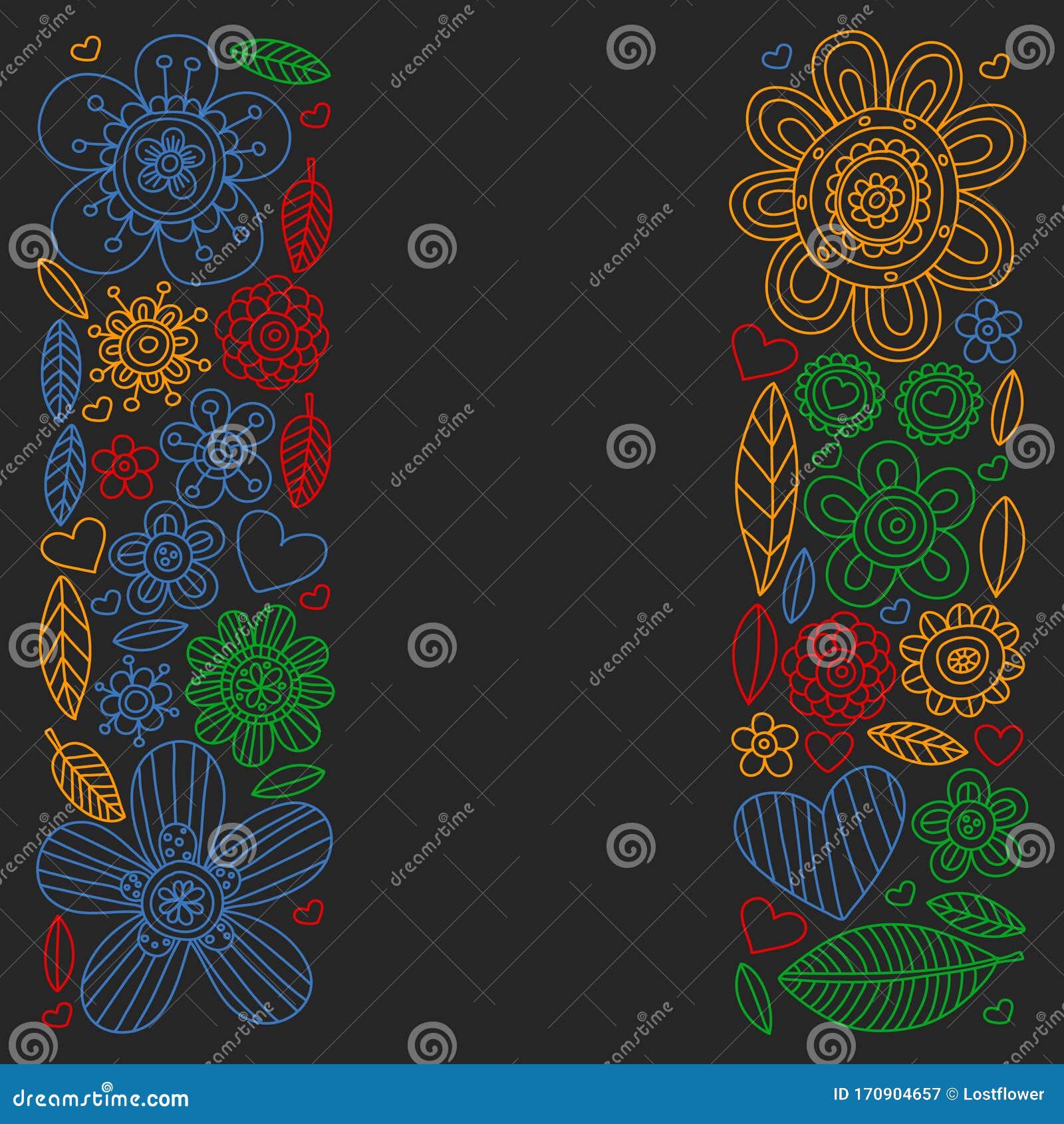 Vector Pattern with Doodle Flowers and Leaves Stock Vector ...