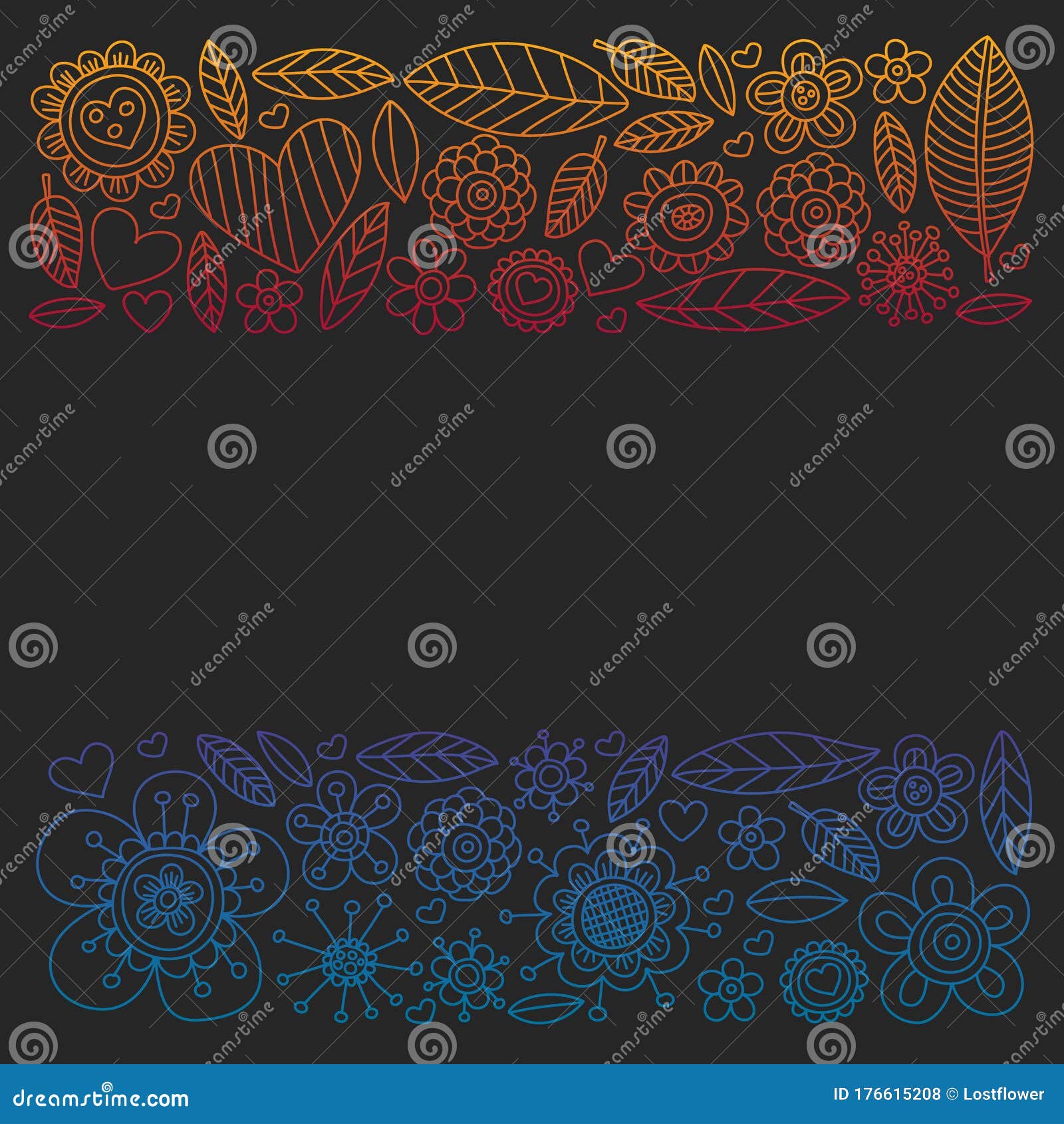 Vector Pattern with Doodle Flowers and Leaves Stock Vector ...