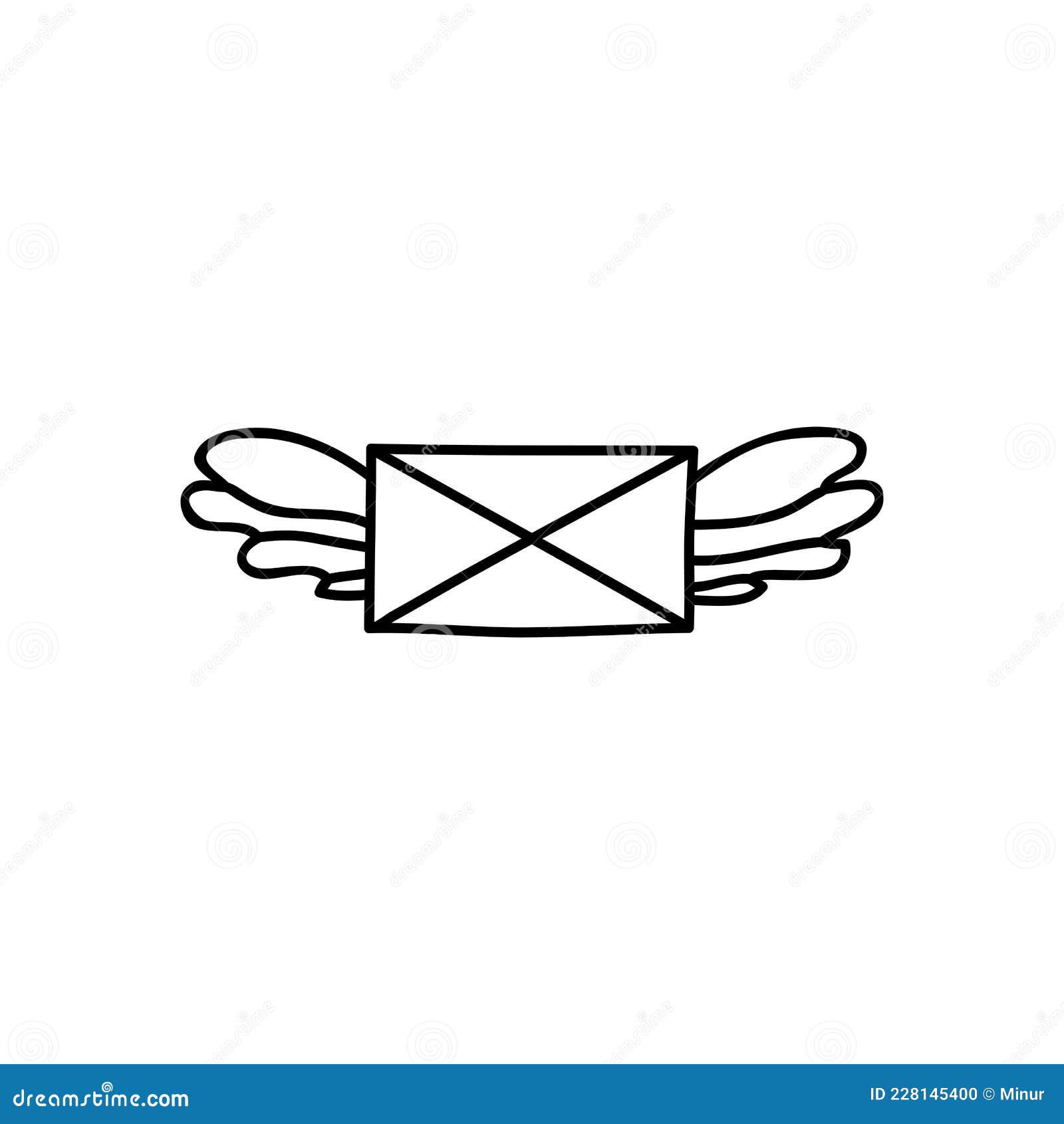 Doodle Flying Envelope with Wings. Stock Vector - Illustration of ...