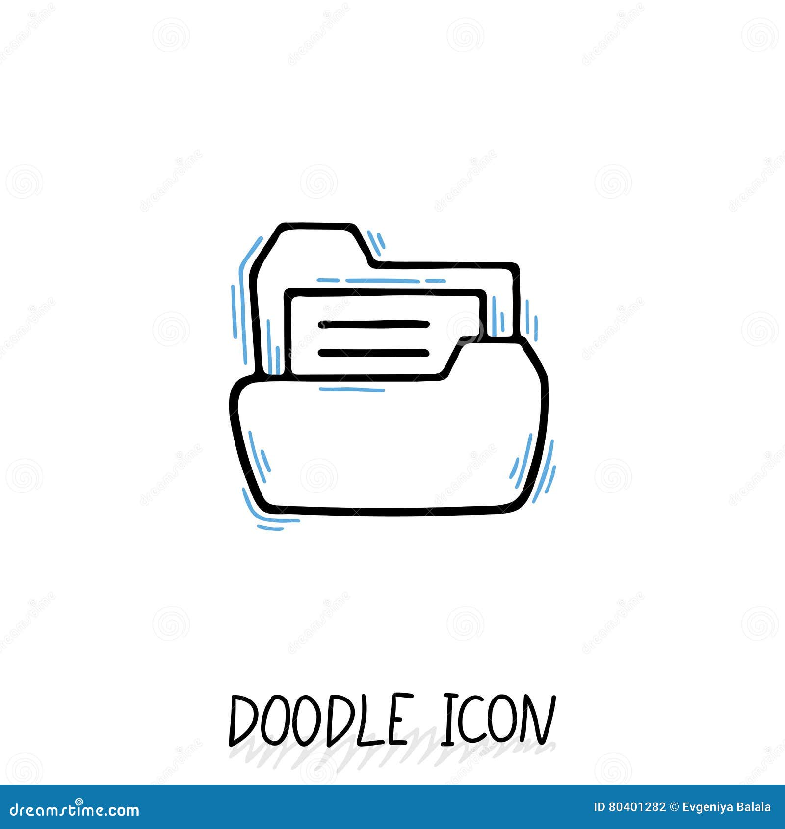 Doodle Folder Icon with Paper. Stock Vector - Illustration of graphic ...