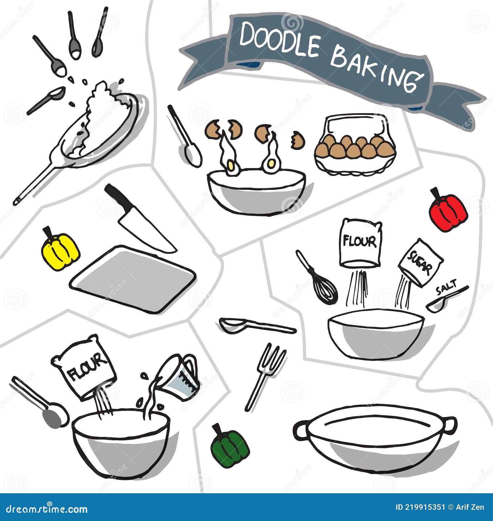 Set of Cooking Step Illustration on White Background. Scene of Cooking ...