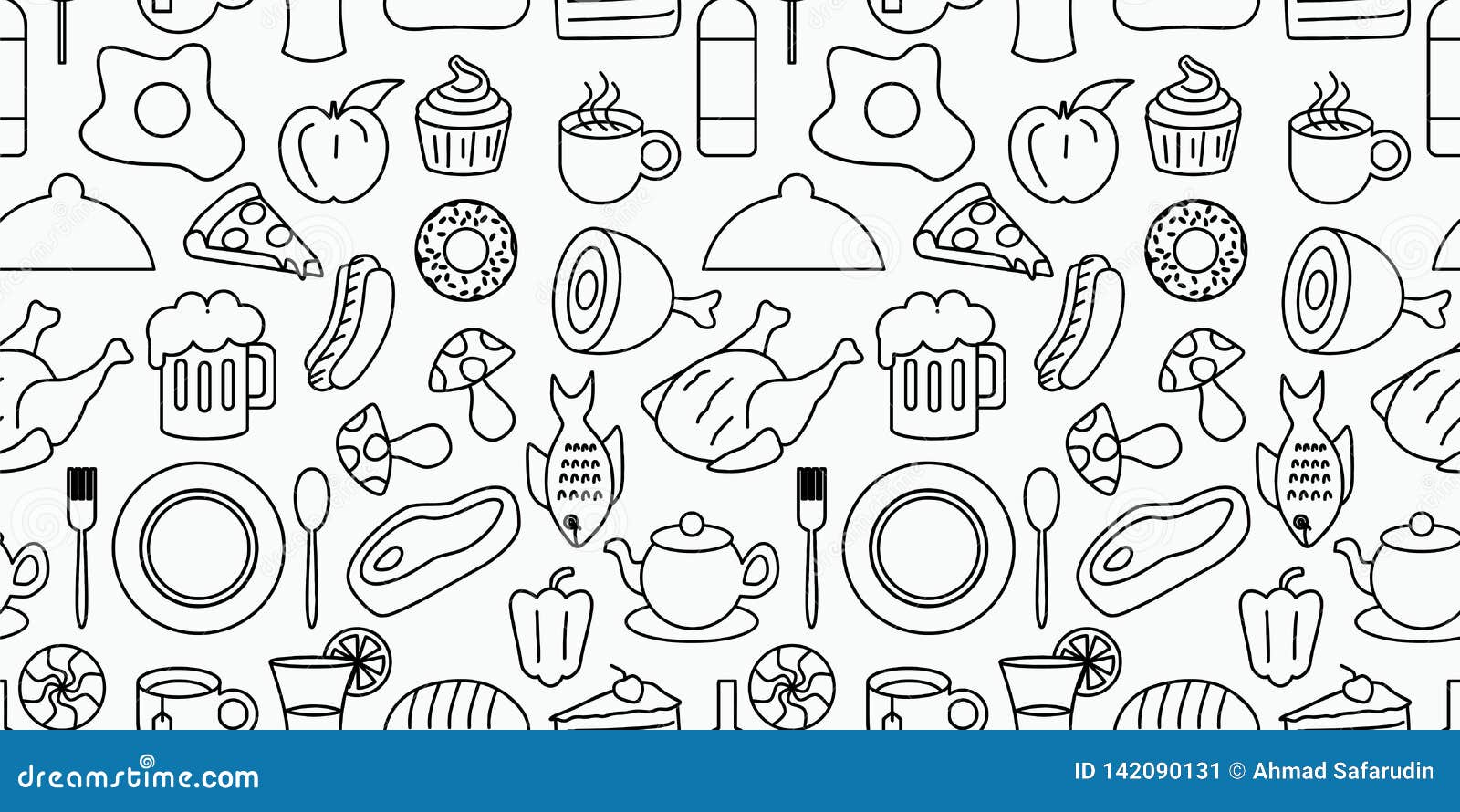 Doodle of Food and Drink Seamless Pattern Vector Illustration Stock ...