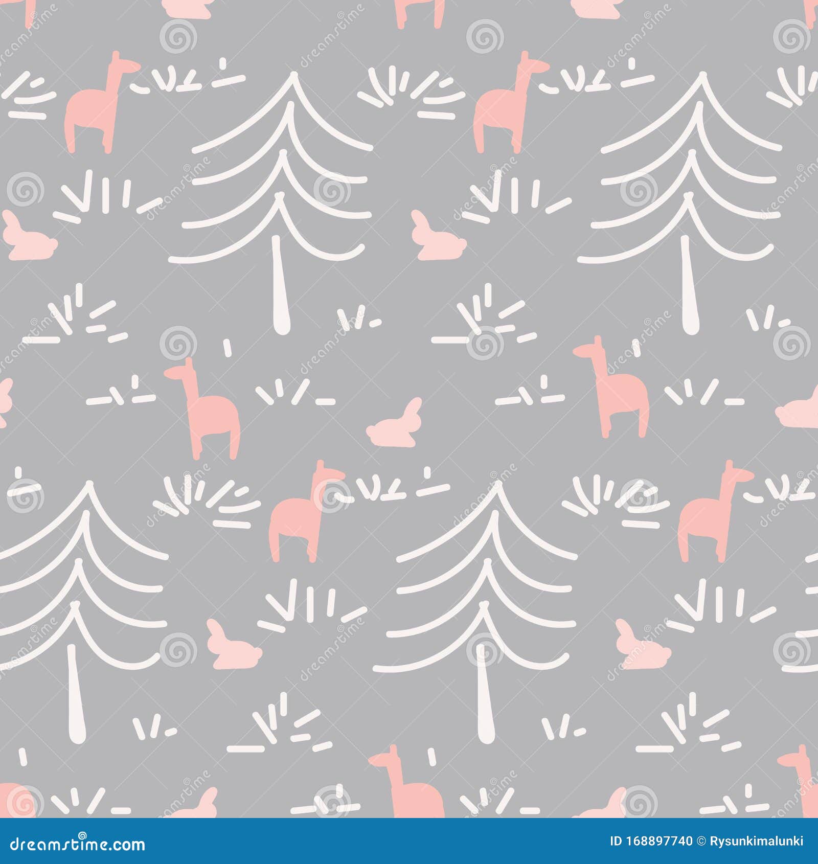 Doodle Forest Themed Seamless Vector Pattern Stock Vector ...