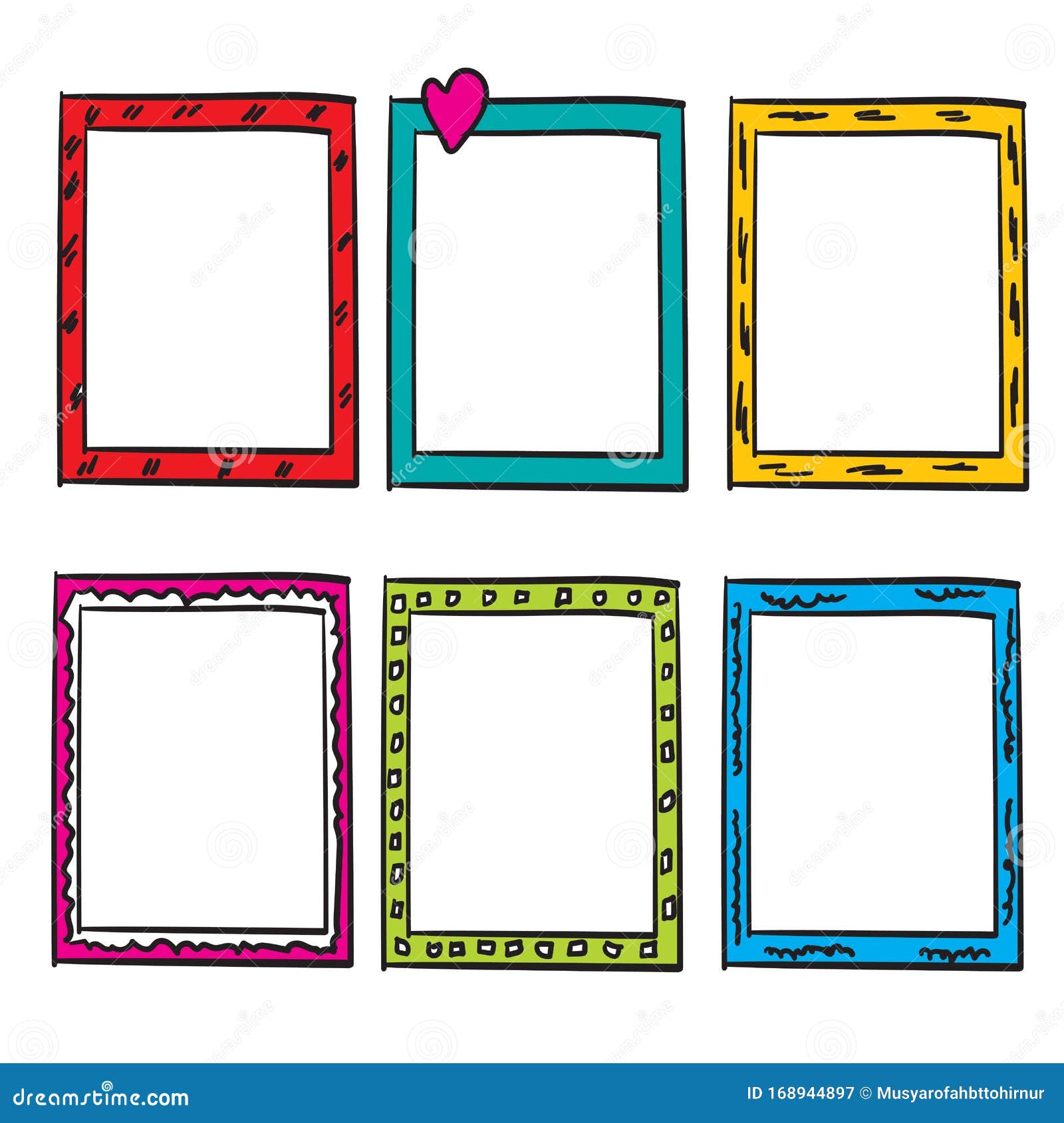 Doodle Frame Collection with Bright Color Handdrawn Doodle Style Vector ...