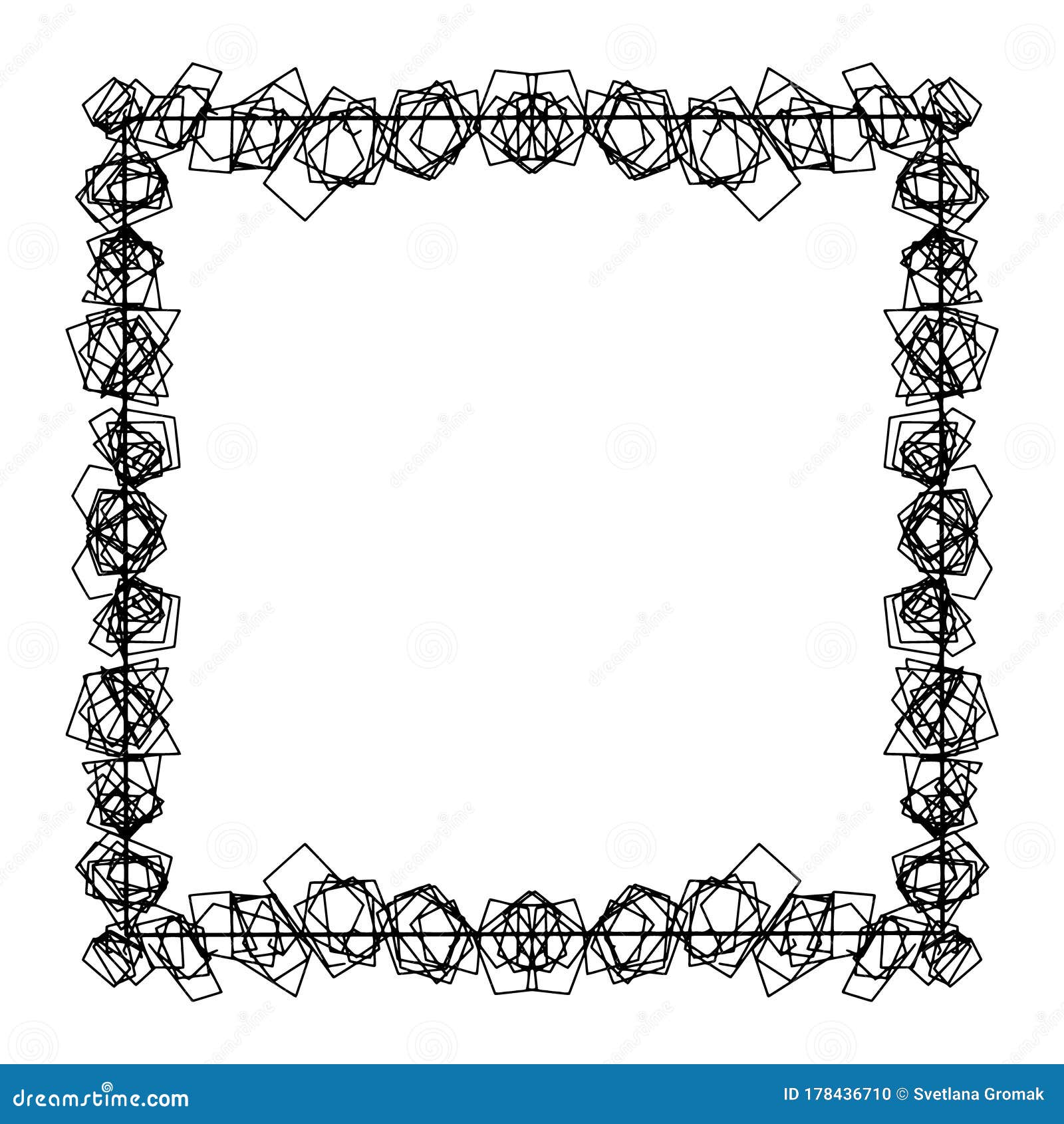 Doodle Frame. Floral and Geometric Patterns.Black and White Image ...