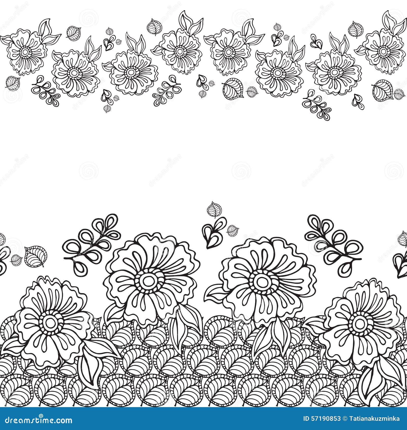 Doodle Frame with Flower in Doodle. Hand Drawn. Vector Pattern. Stock ...