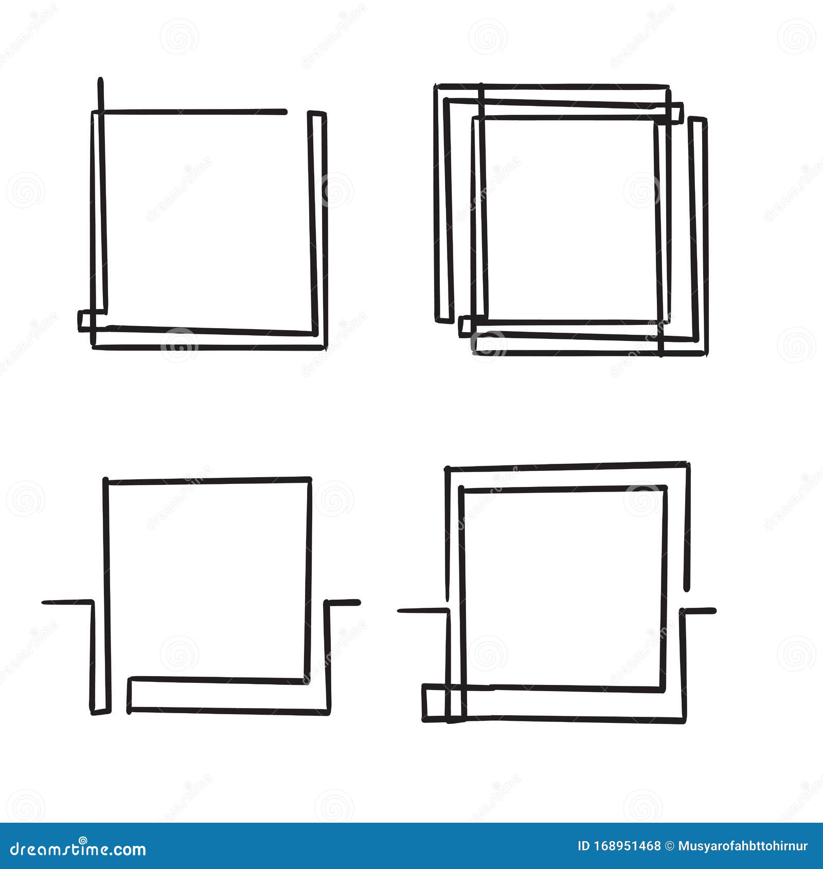 Doodle Frame Illustration Vector with Single Line Style Stock Vector ...