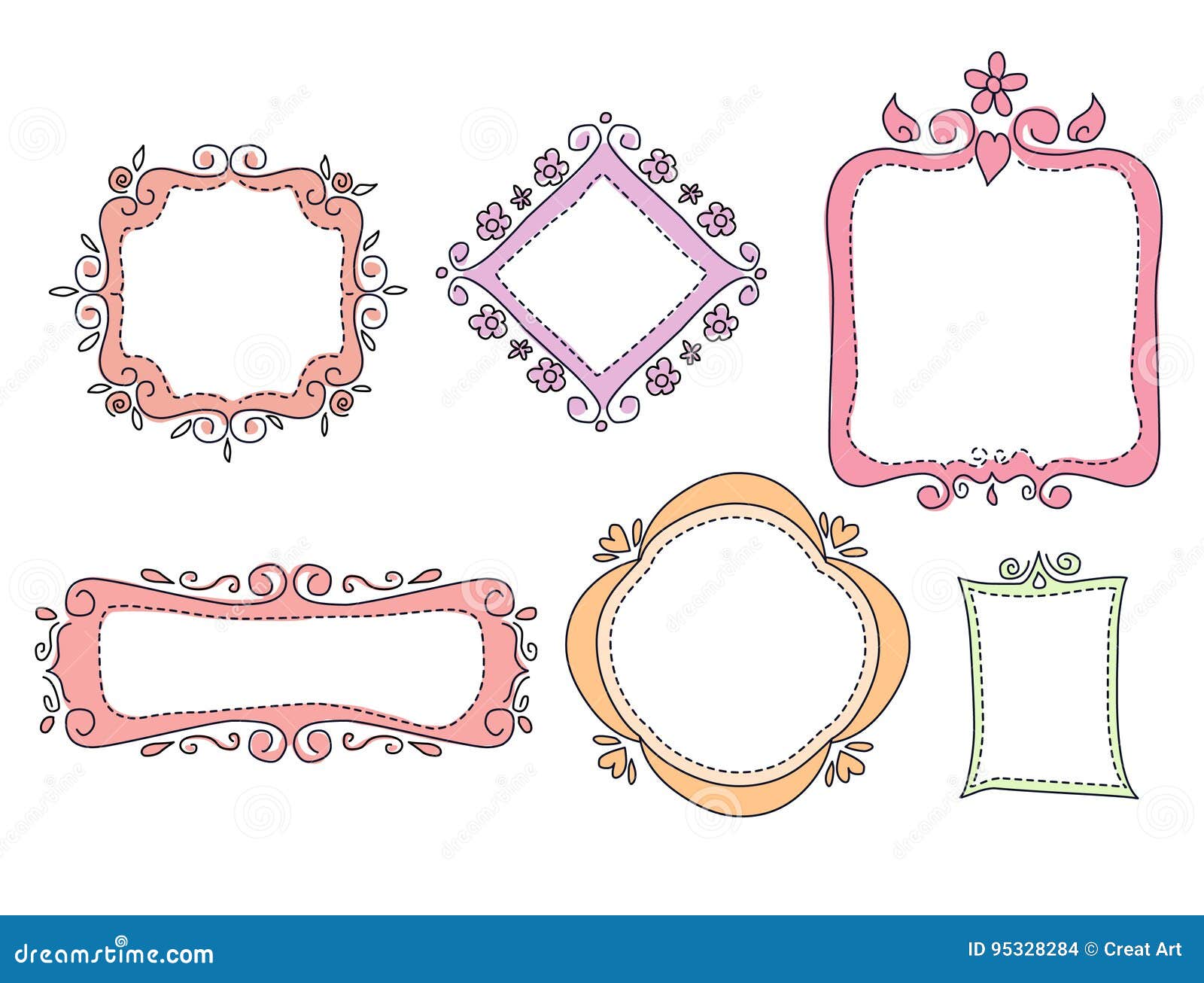 Doodle frames stock illustration. Illustration of colored - 95328284