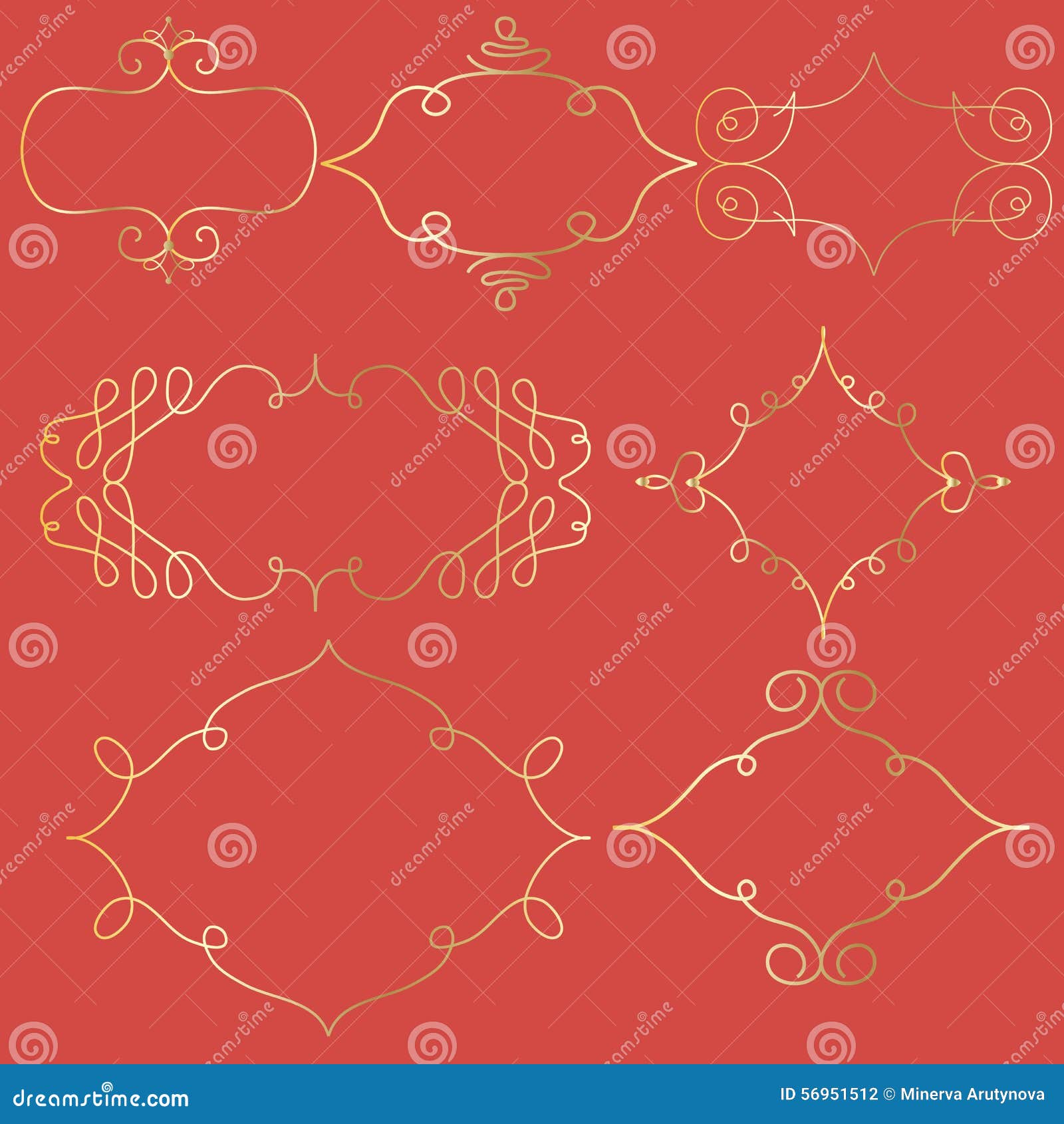 Doodle Frames Set on a Red Background. Stock Illustration ...