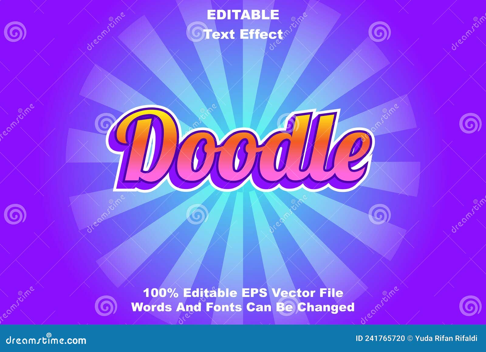 Doodle Full Color Editable Text Effect Stock Illustration ...