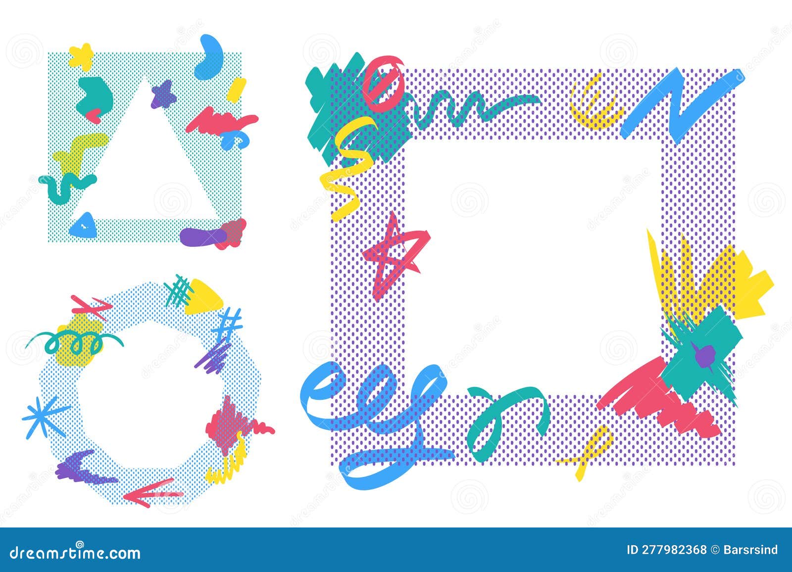 Doodle Geometric Doted Frame Template Collection Stock Vector ...