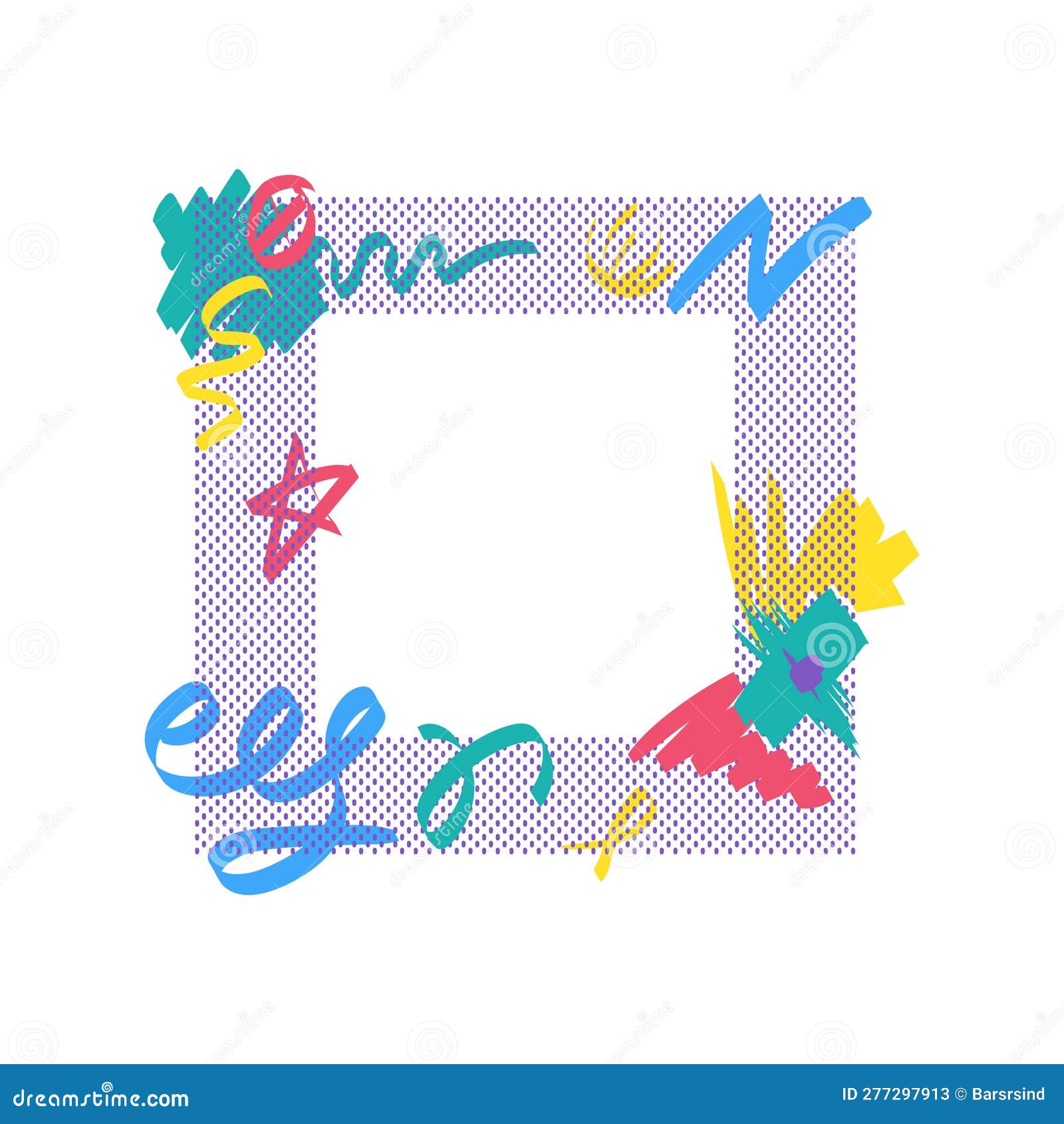 Doodle Geometric Doted Rectangle Frame Template Stock Vector ...