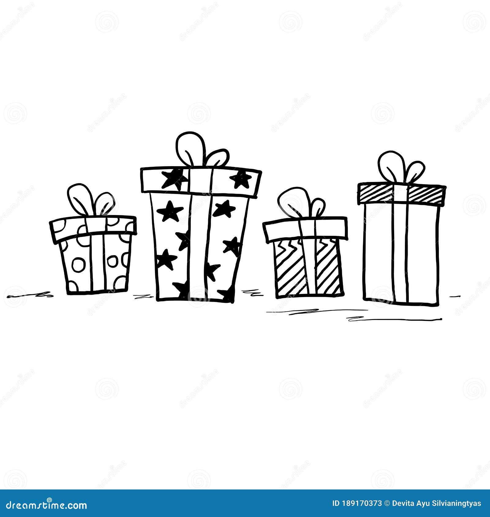 Doodle Gift Illustration Handdrawn Cartoon Style Vector Stock Vector ...
