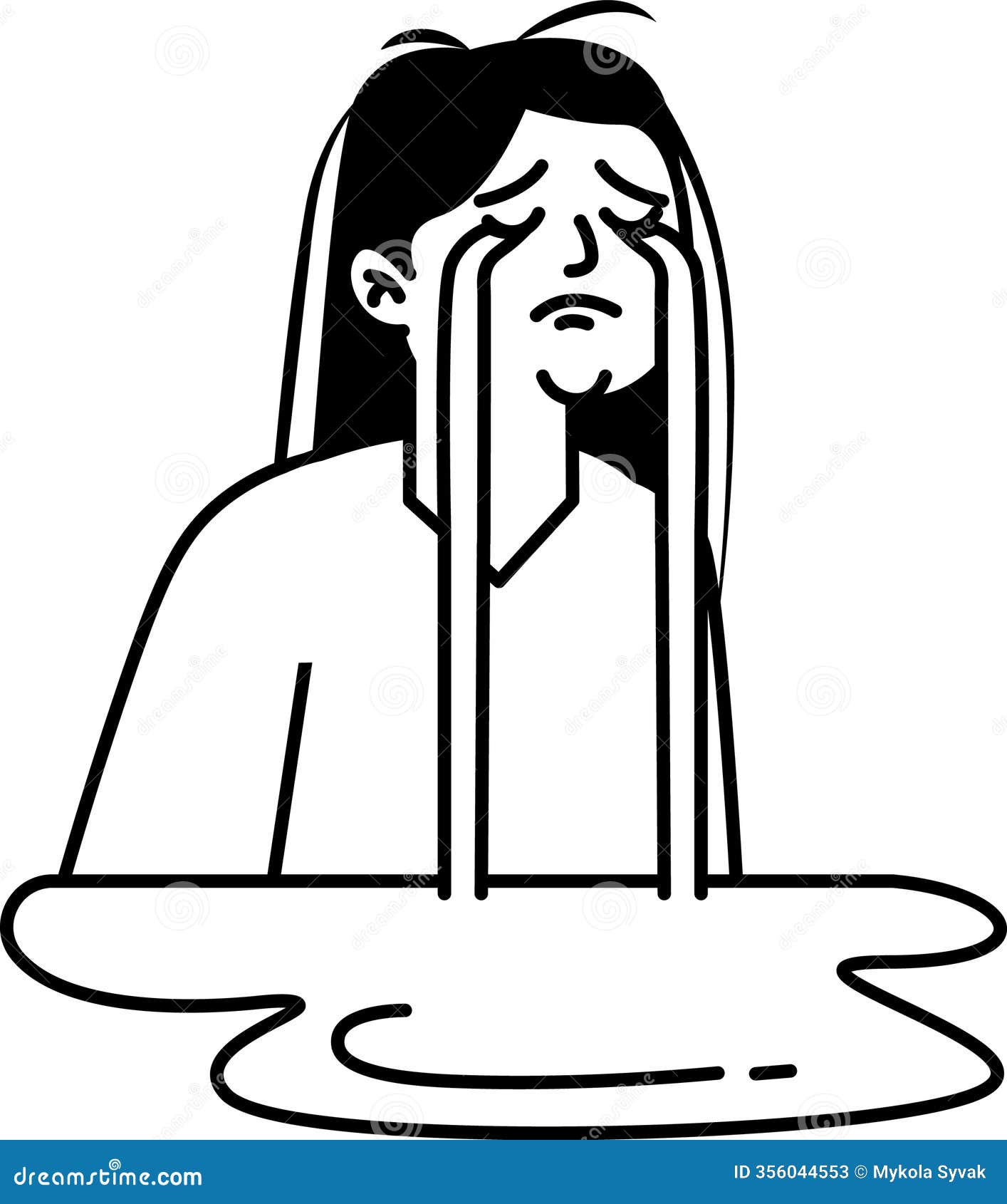 Doodle Girl Character Crying Stock Illustration - Illustration of ...
