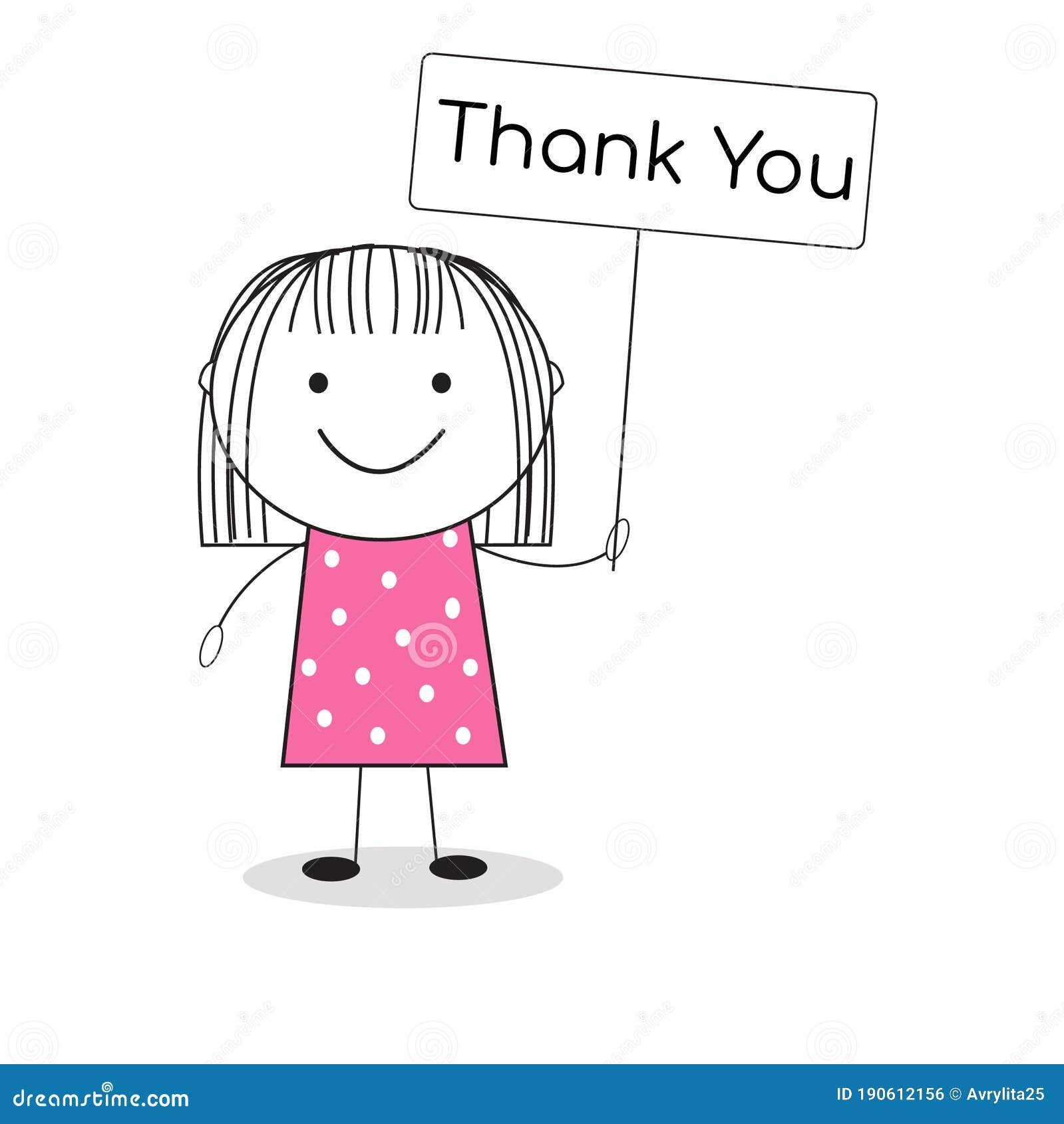Thank You Doodle Girl Illustration Vector Stock Vector - Illustration ...
