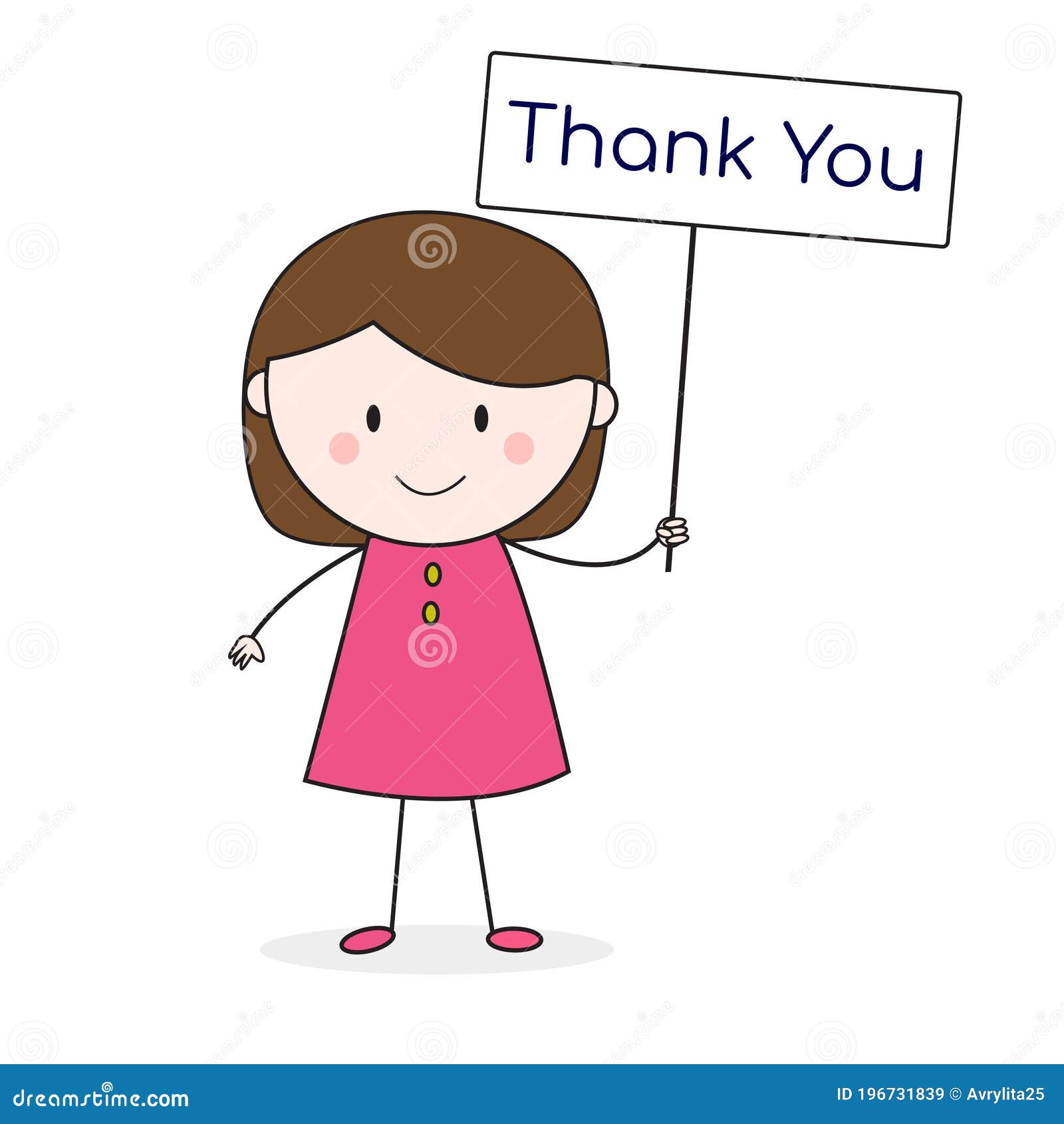 Thank You Doodle Girl Stickman Illustration Vector Stock Vector ...