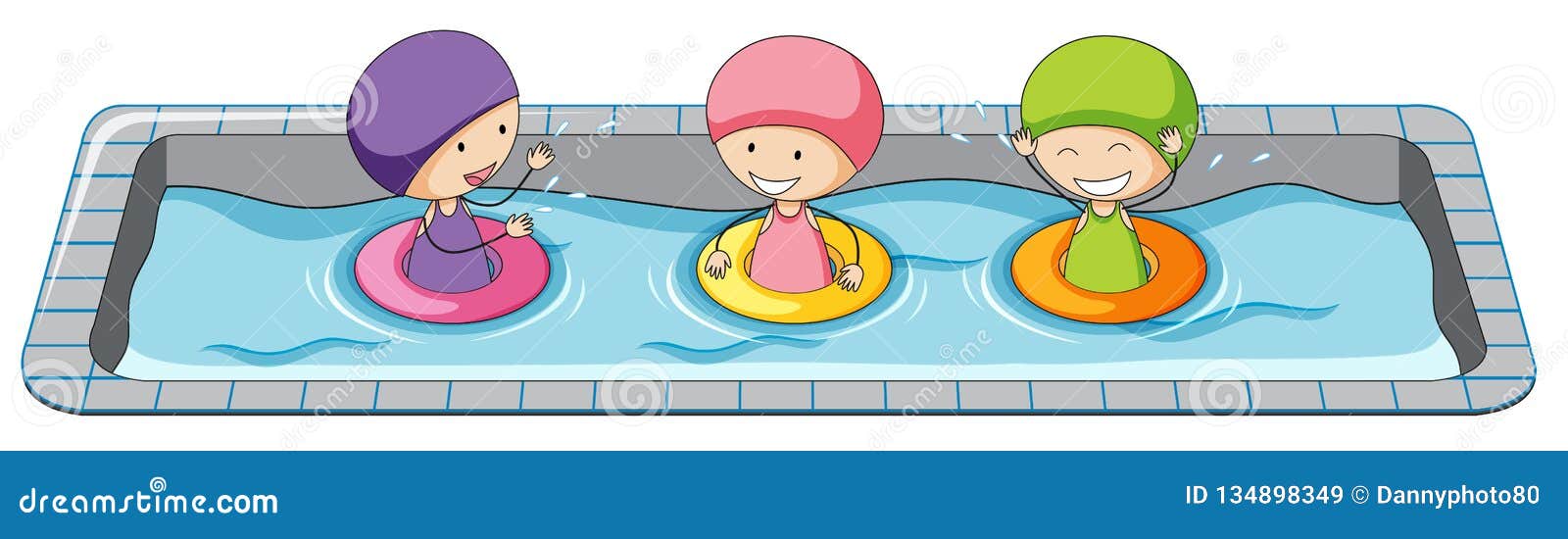 Doodle Girls in Swimming Pool Stock Vector - Illustration of clipart ...
