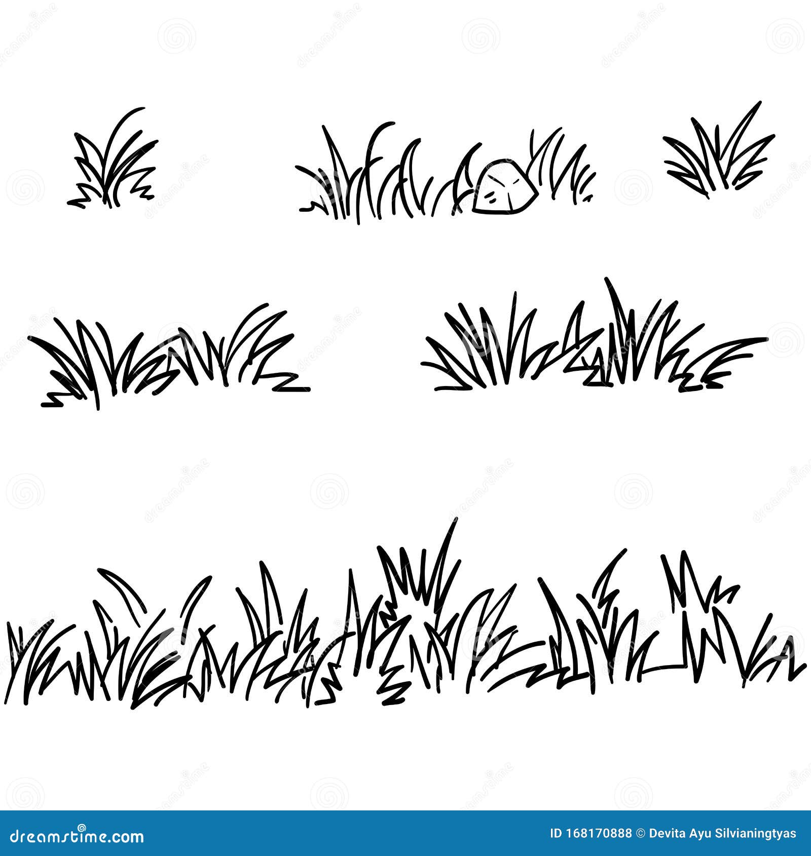 Doodle Grass Illustration Collection Handdrawn Style Stock Vector ...