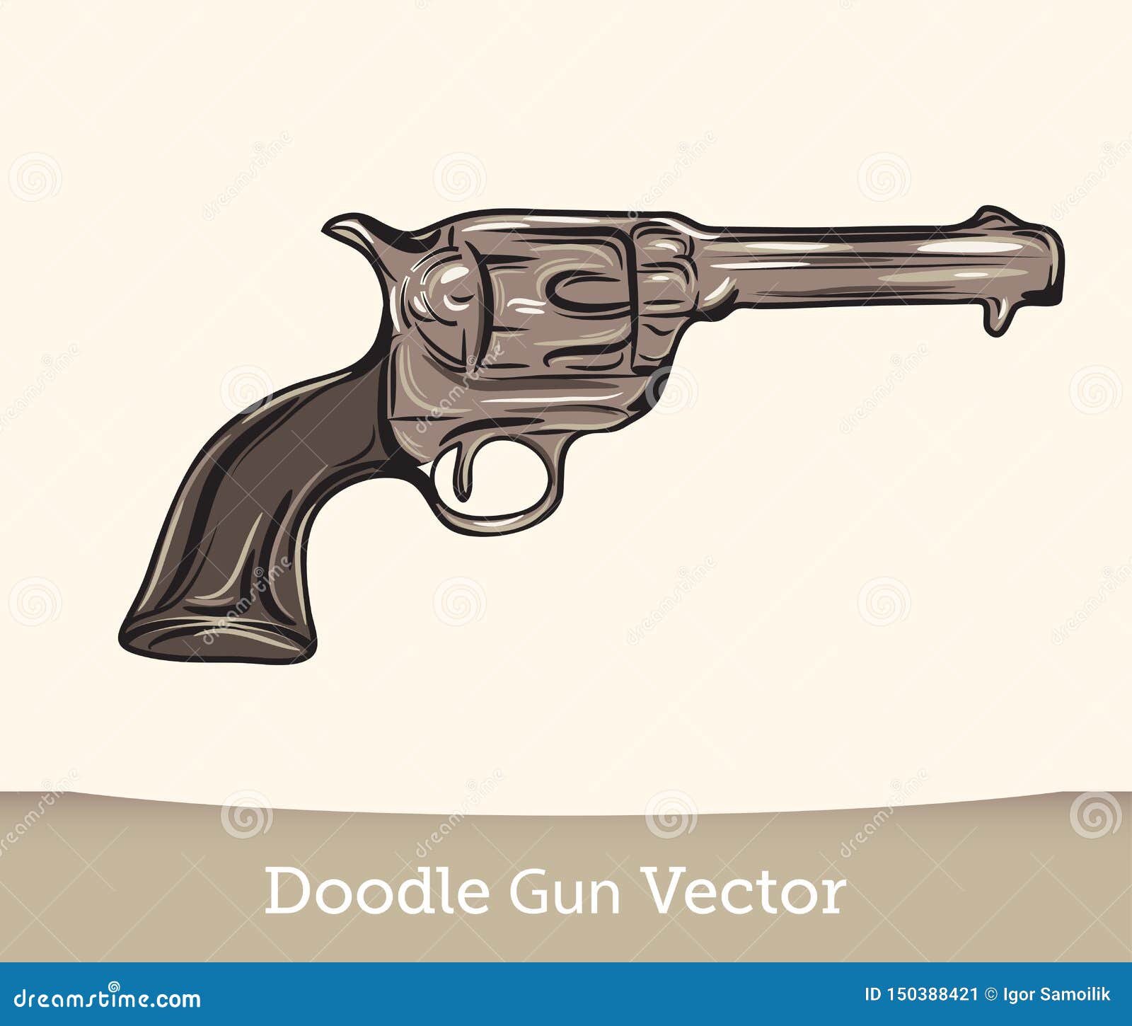 Doodle Gun Isolated on White Background. Vector Stock Vector ...