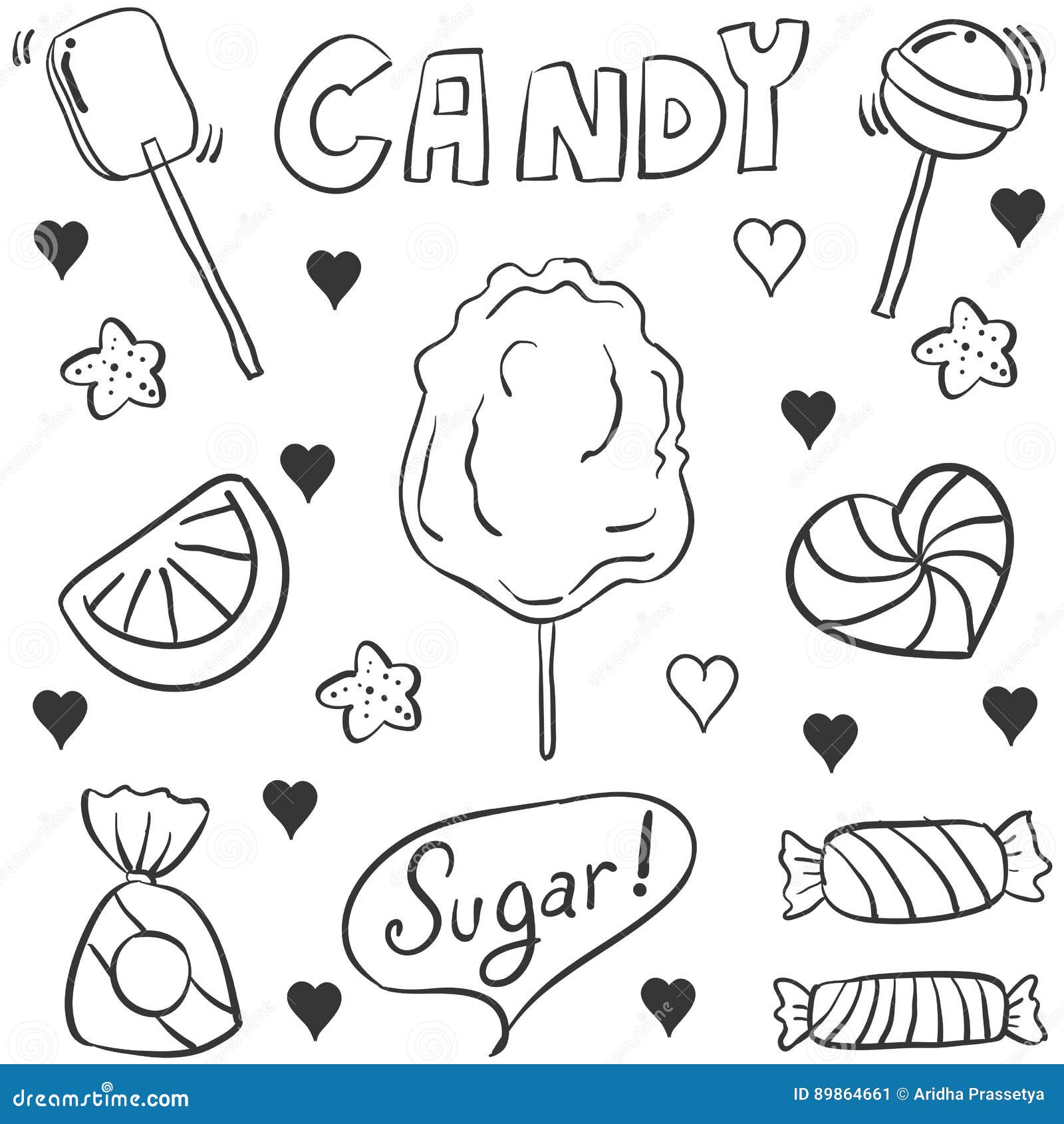 Doodle of Hand Draw Candy Style Stock Vector - Illustration of sweet ...